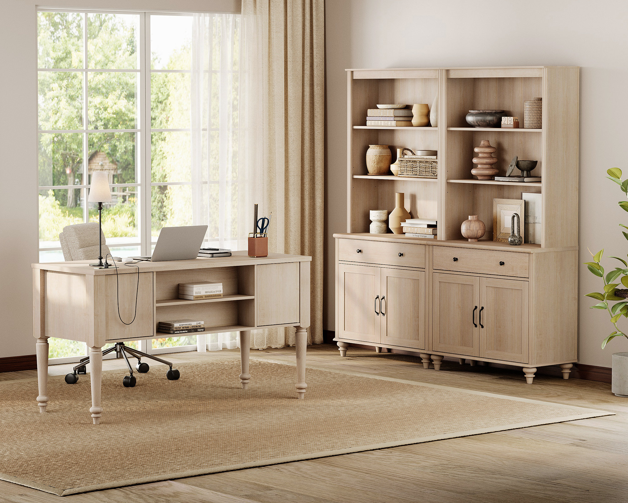 Charlton Home 2 - Piece Office Set, 56" Executive Desk & Set Of 2 ...