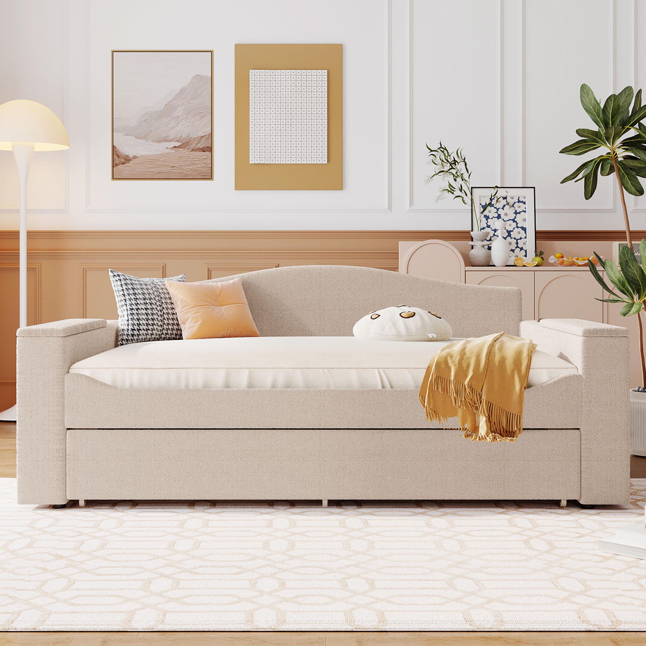 Red Barrel Studio Laren Upholstered Daybed with Storage Armrests ...