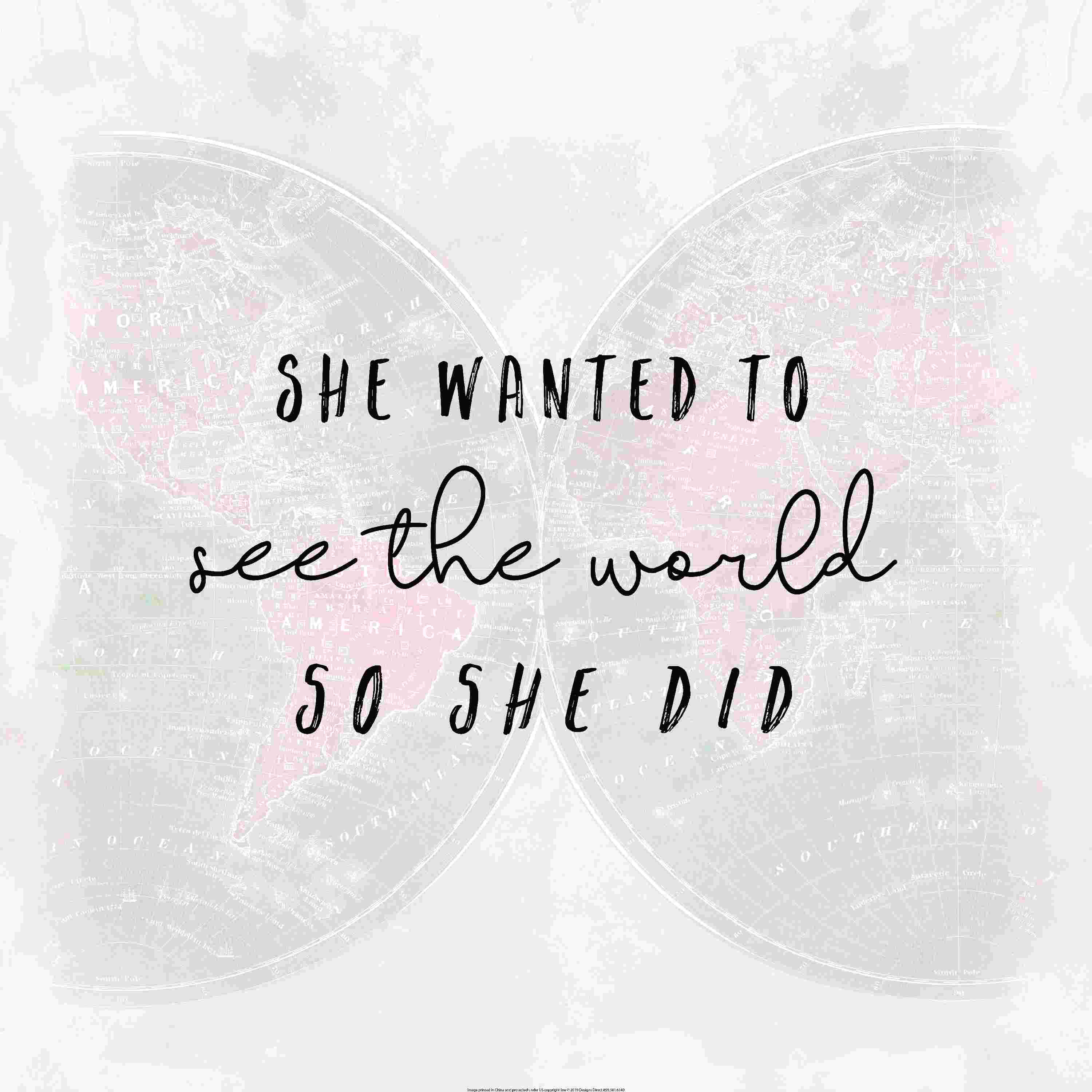 Trinx See the World Map Blush and Gray - Wrapped Canvas Textual Art ...