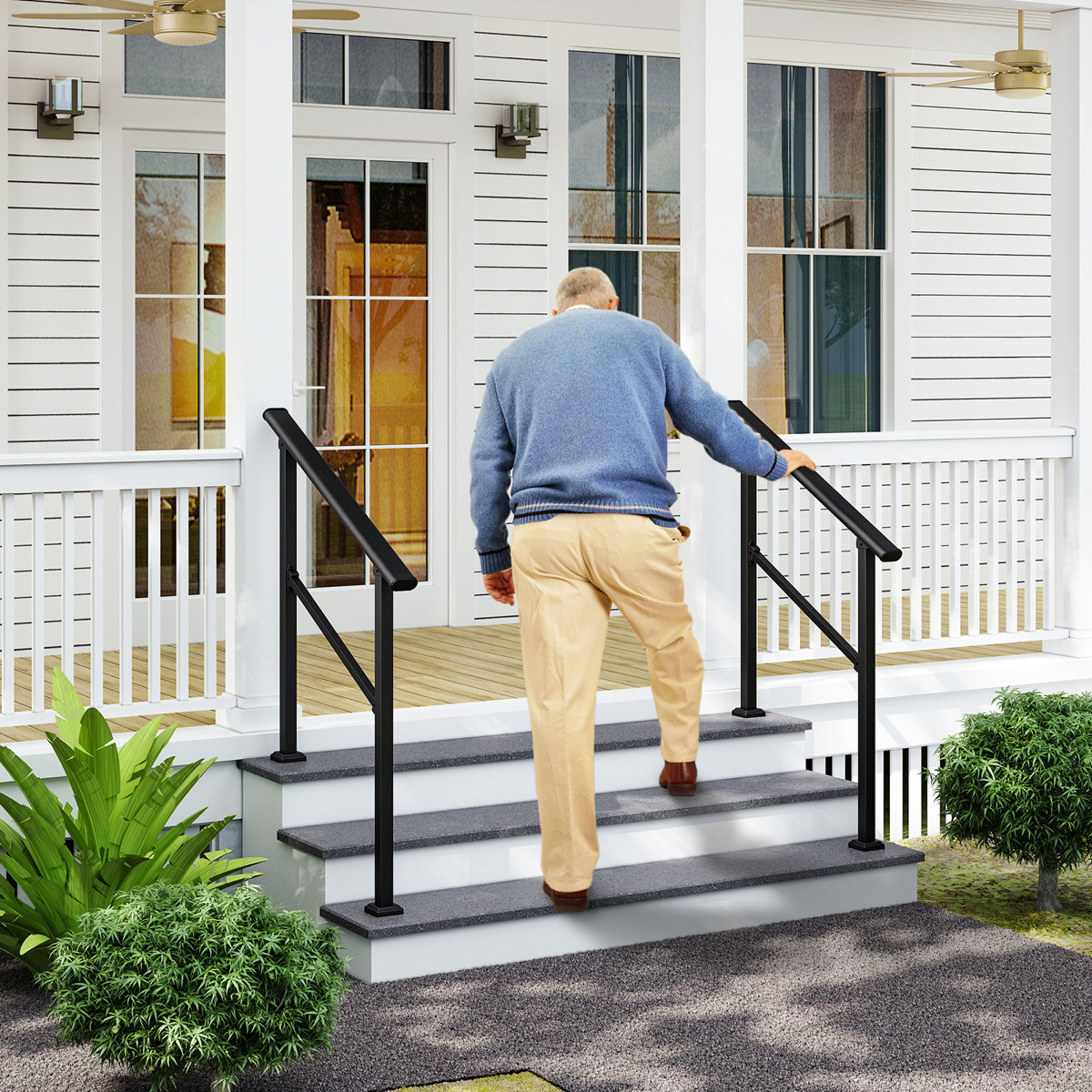 HOMLUX Hand Rails for Outdoor Steps, Wrought Iron Railing, Porch And ...