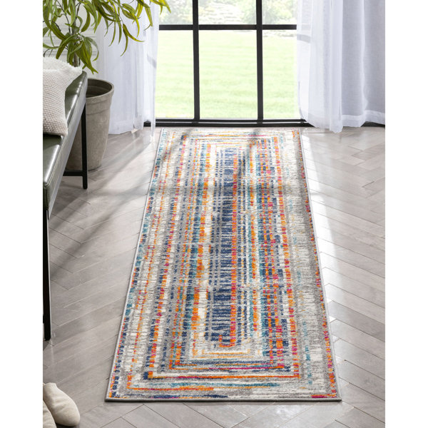 17 StoriesPaloma Merle Modern Light Blue Plush Pile Area Rug - Wayfair ...