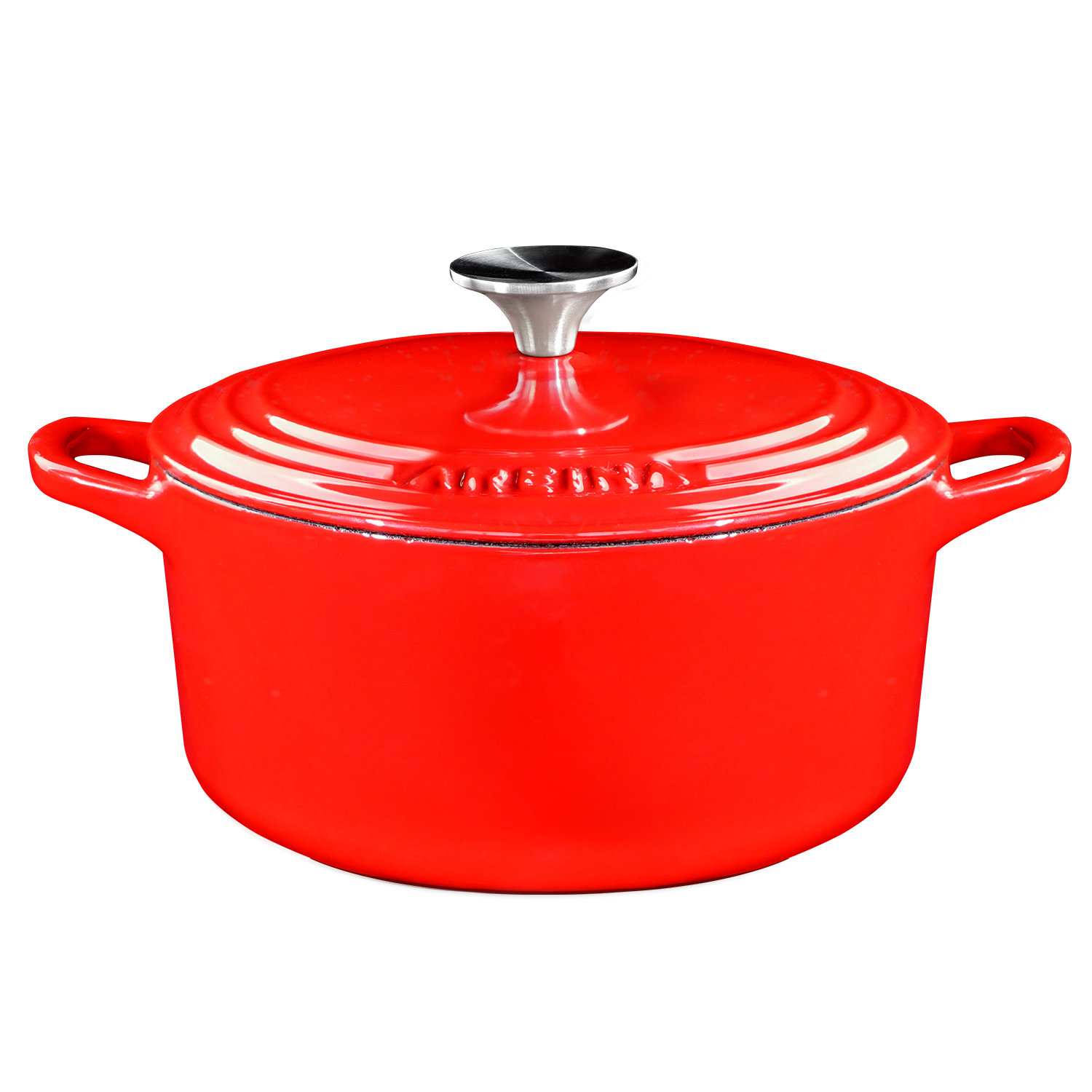 Lareina Cocotte en fonte émaillée avec couvercle et poignées doubles et ...