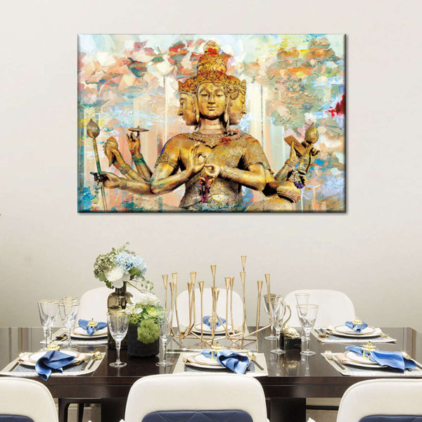 Bungalow Rose Statue Of Brahma On Canvas by NirvanaDesigns Print | Wayfair