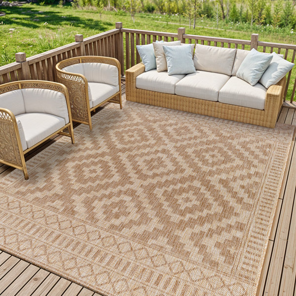 Gracie Oaks Bartlesville Indoor & Outdoor Boho Jute-Look Rug Beige ...