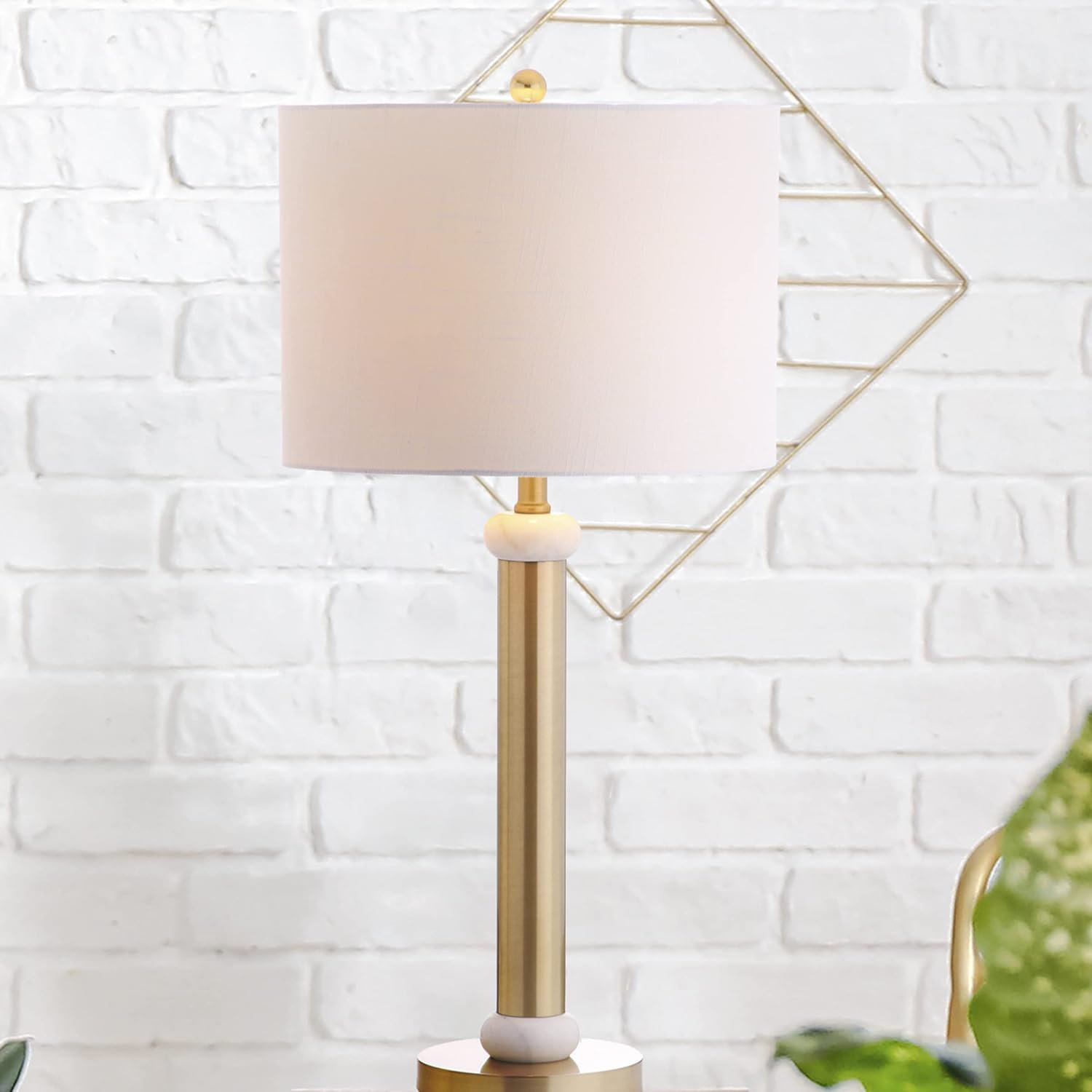 Rosdorf Park Led Table Lamp With Marble Accents And Brass Column ...
