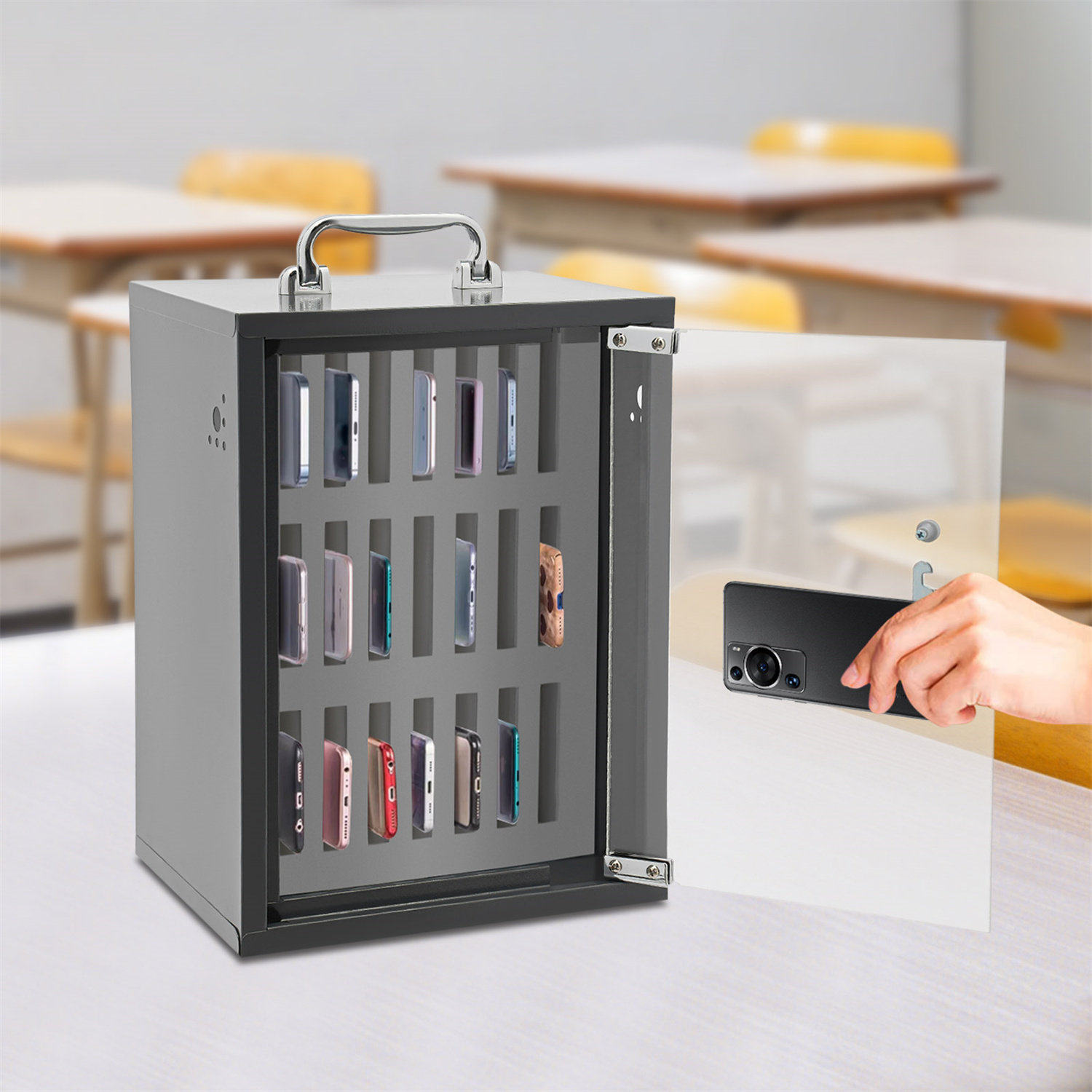 YINXIER Steel 3 - Tier 10.63'' Cell Phone Locker with Dial ...