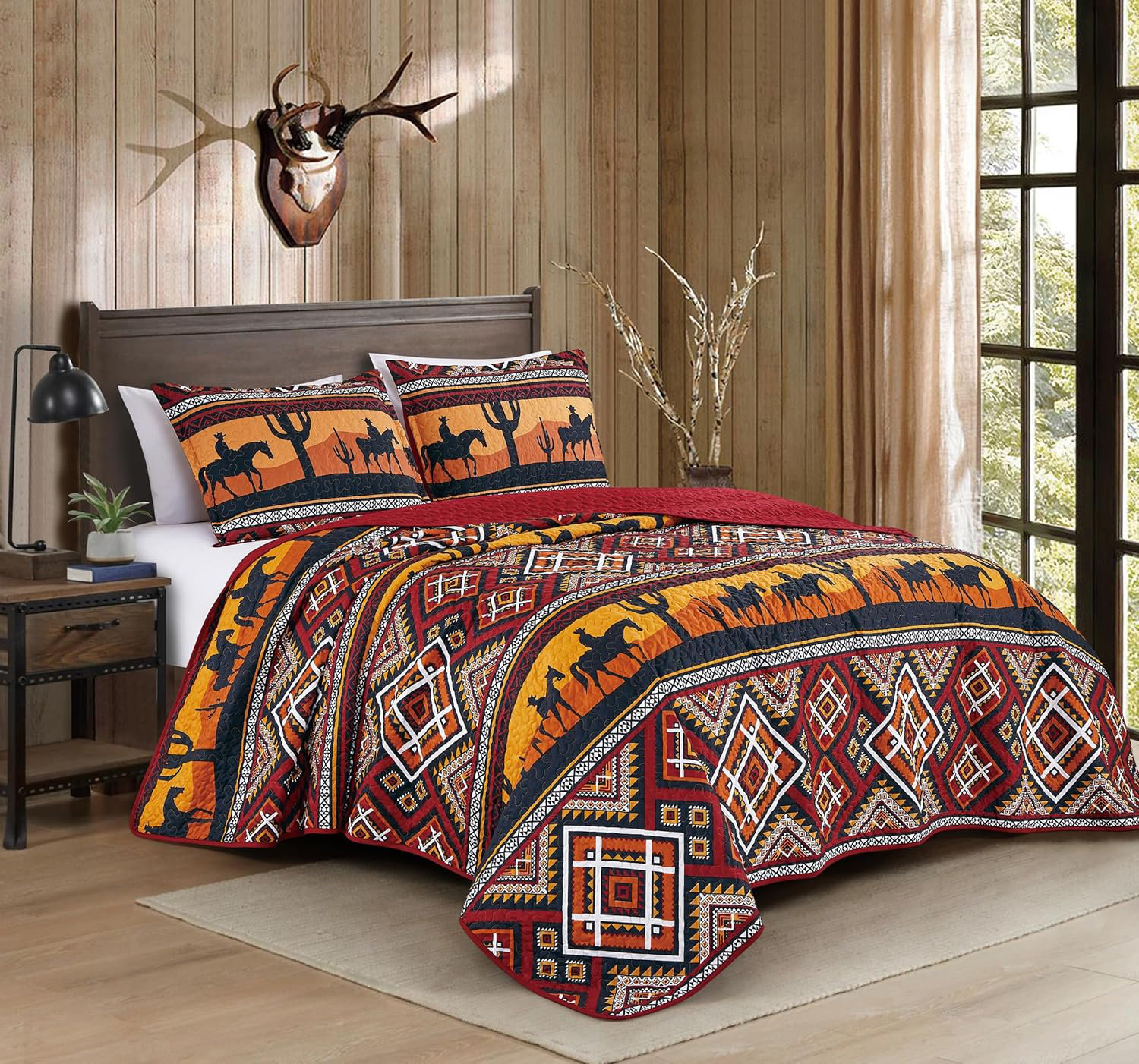 Chezmoi Collection Rodeo Sunset Cowboys Microfiber Quilt Set | Wayfair