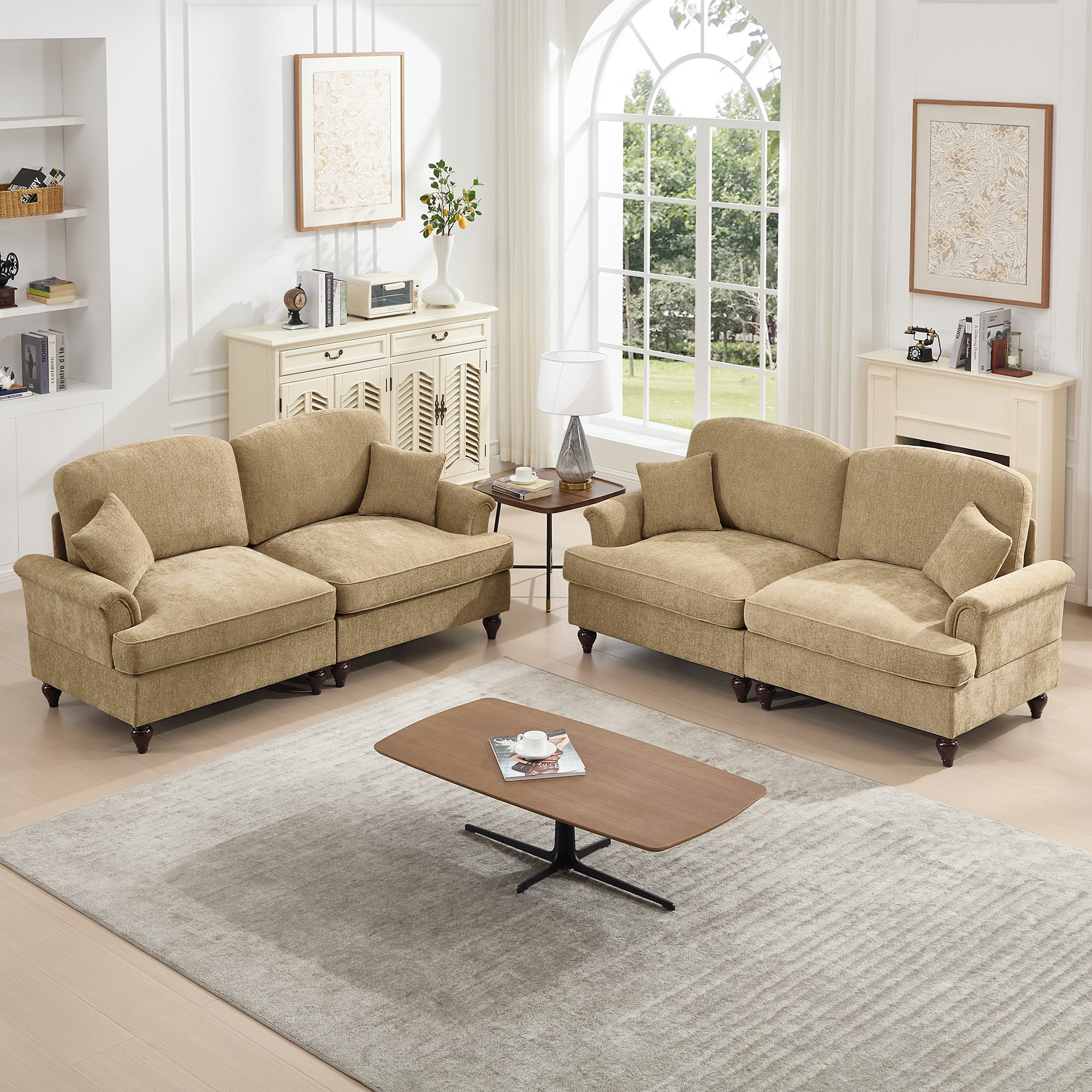 Corrigan Studio® Versatile Modular Couch In Chenille Mid-century Living ...