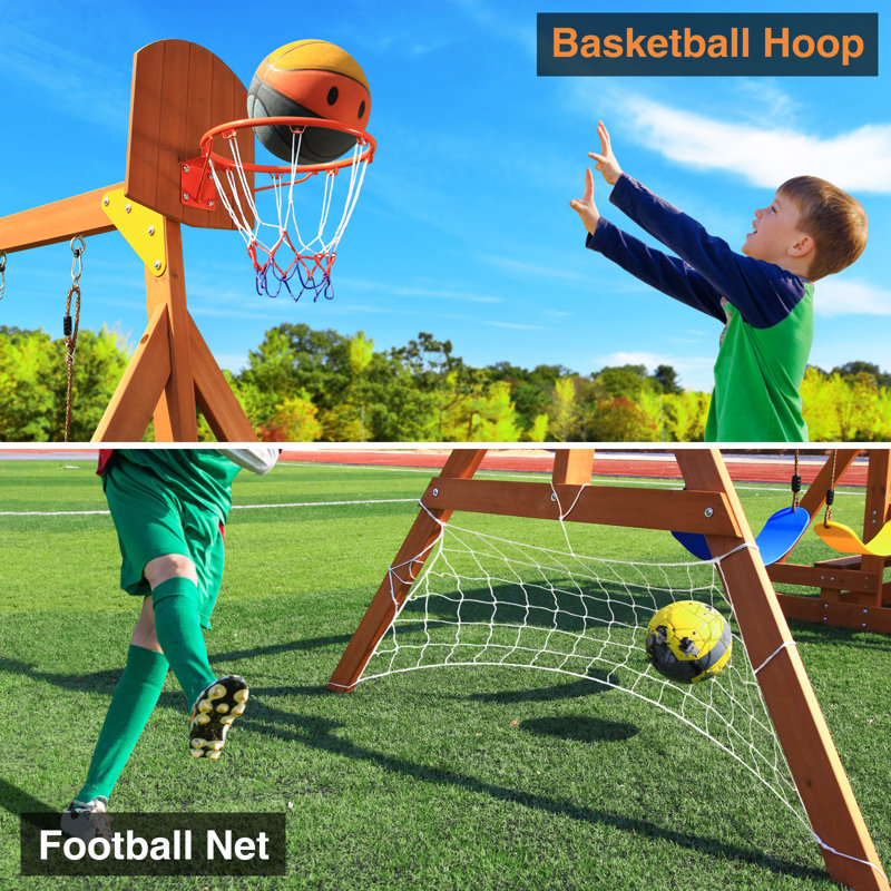 SuniBoxi Wooden Swing Set & Reviews | Wayfair