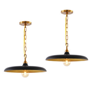 House of Hampton® Julyn Farmhouse Pendant Light, 17" Dome Black Large ...