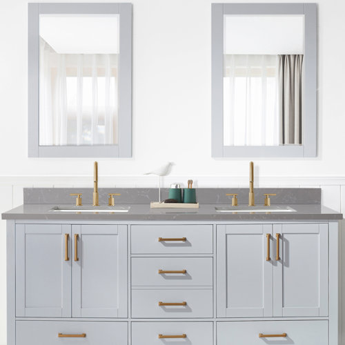 Vinnova Jaen 73'' Stone Double Vanity Top with Sink and 3 Faucet Holes ...