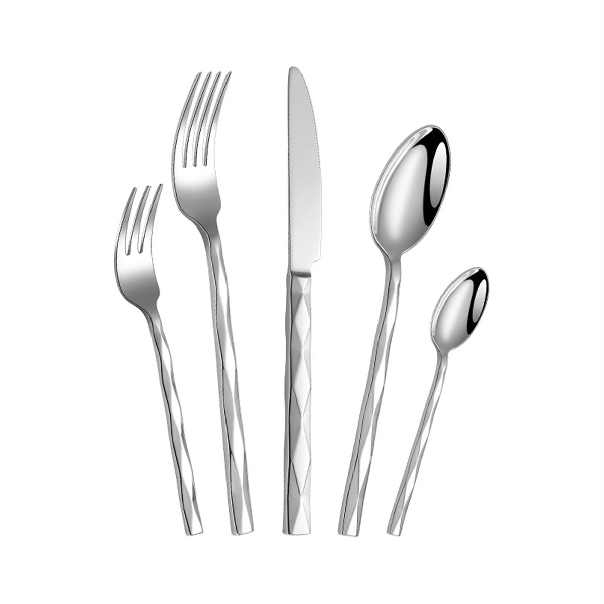 Latitude Run® 20-Piece Premium Stainless Steel Flatware Set - Diamond ...