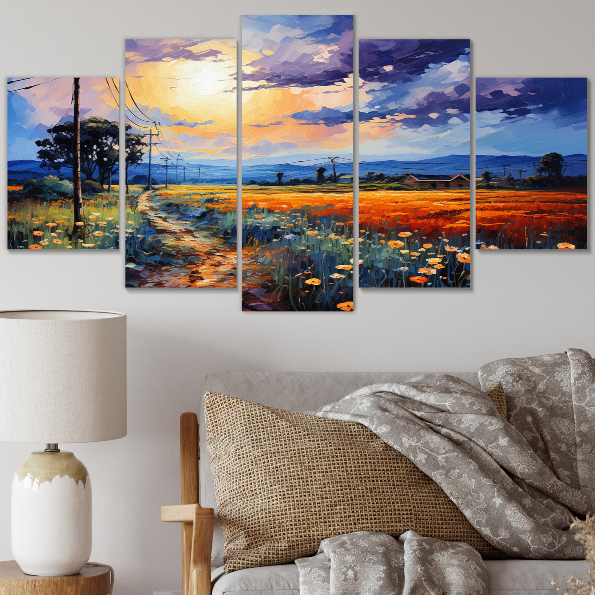 Design Art Power Lines Electric Reverie VII - Power Lines Canvas Wall ...