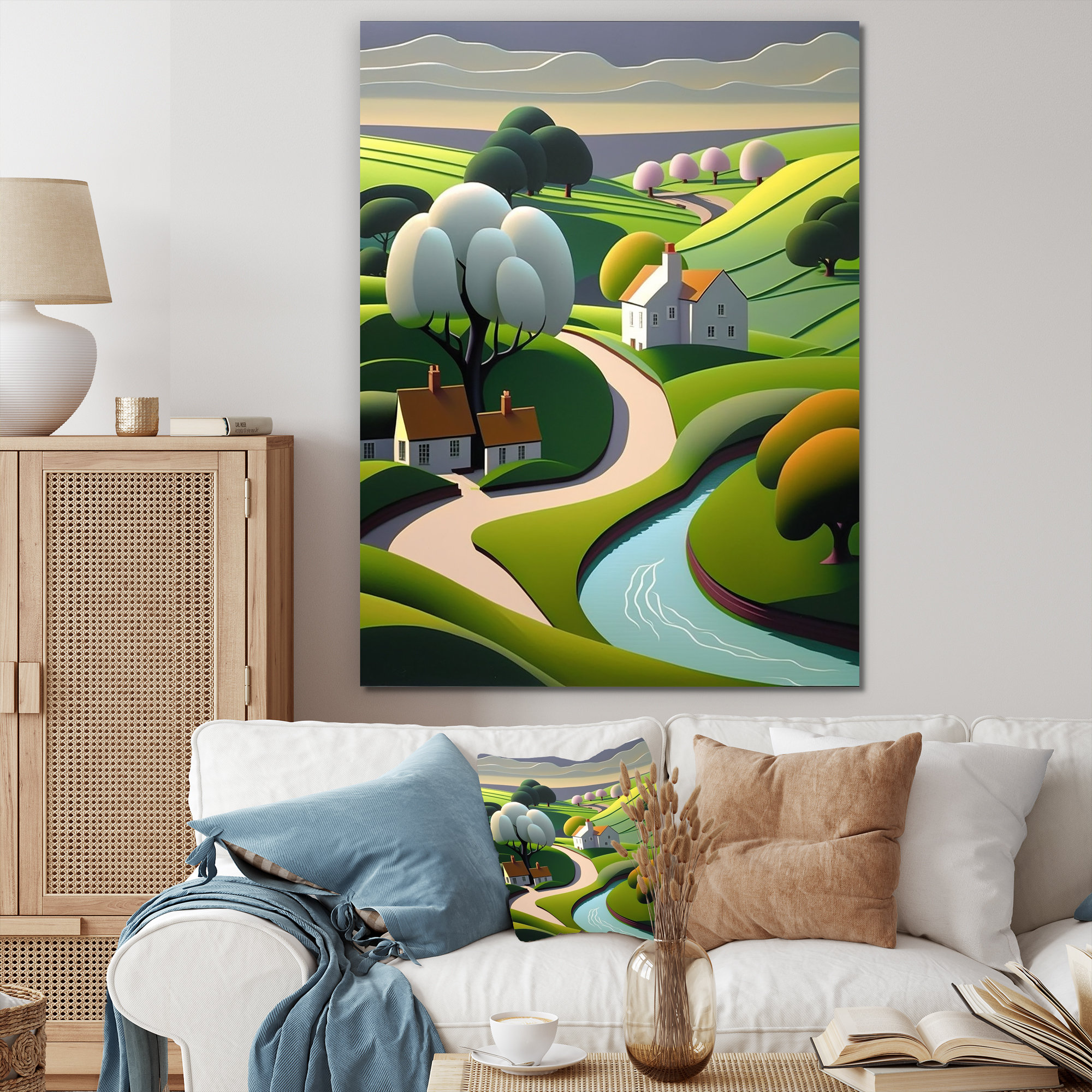 Winston Porter Little Spring River In Abstract Green Mountains On ...