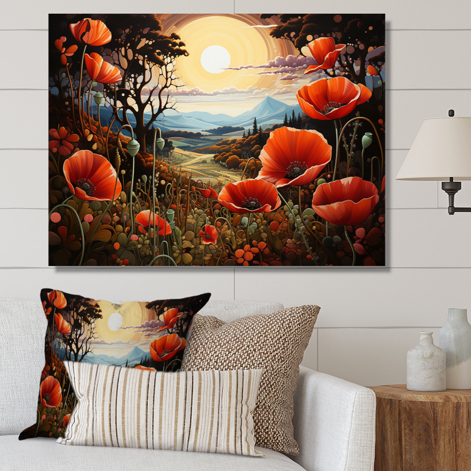 Red Barrel Studio® Countryside Red Poppy Field III Framed On Canvas ...