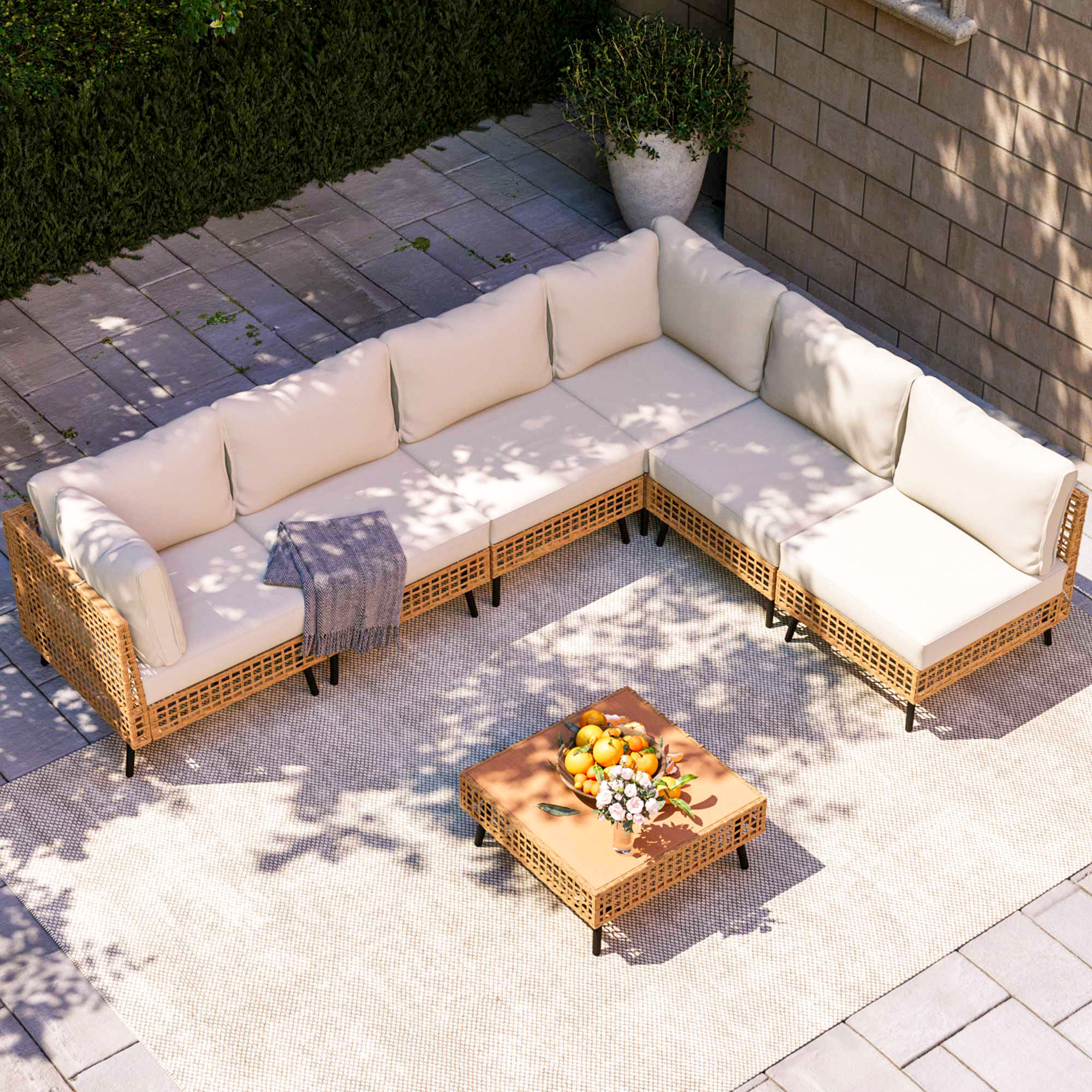 Bay Isle Home™ All-Weather Wicker 6 - Person Modular Patio Conversation ...