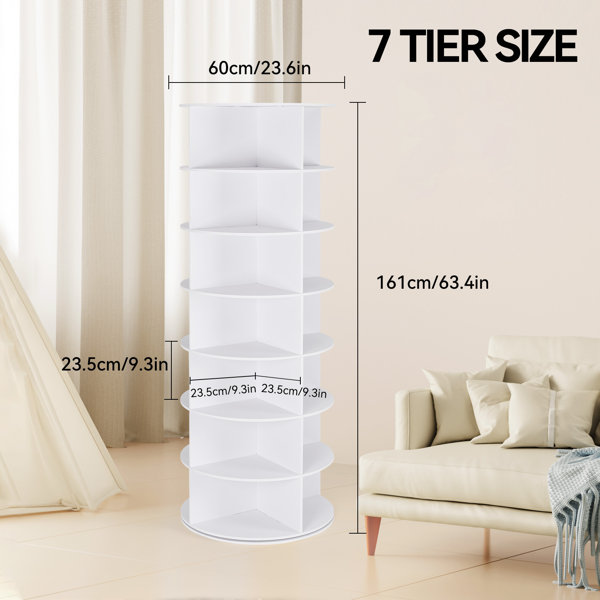 FWTL DEAL 7-tier Rotating Shoe Rack Tower, 360° Spinning Shoe Organizer ...