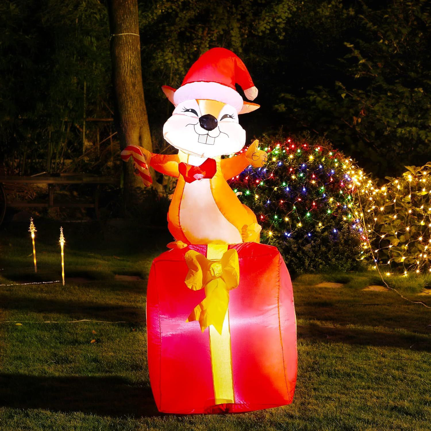 The Holiday Aisle® Christmas Inflatable Decoration, 5FT Blowup Squirrel ...