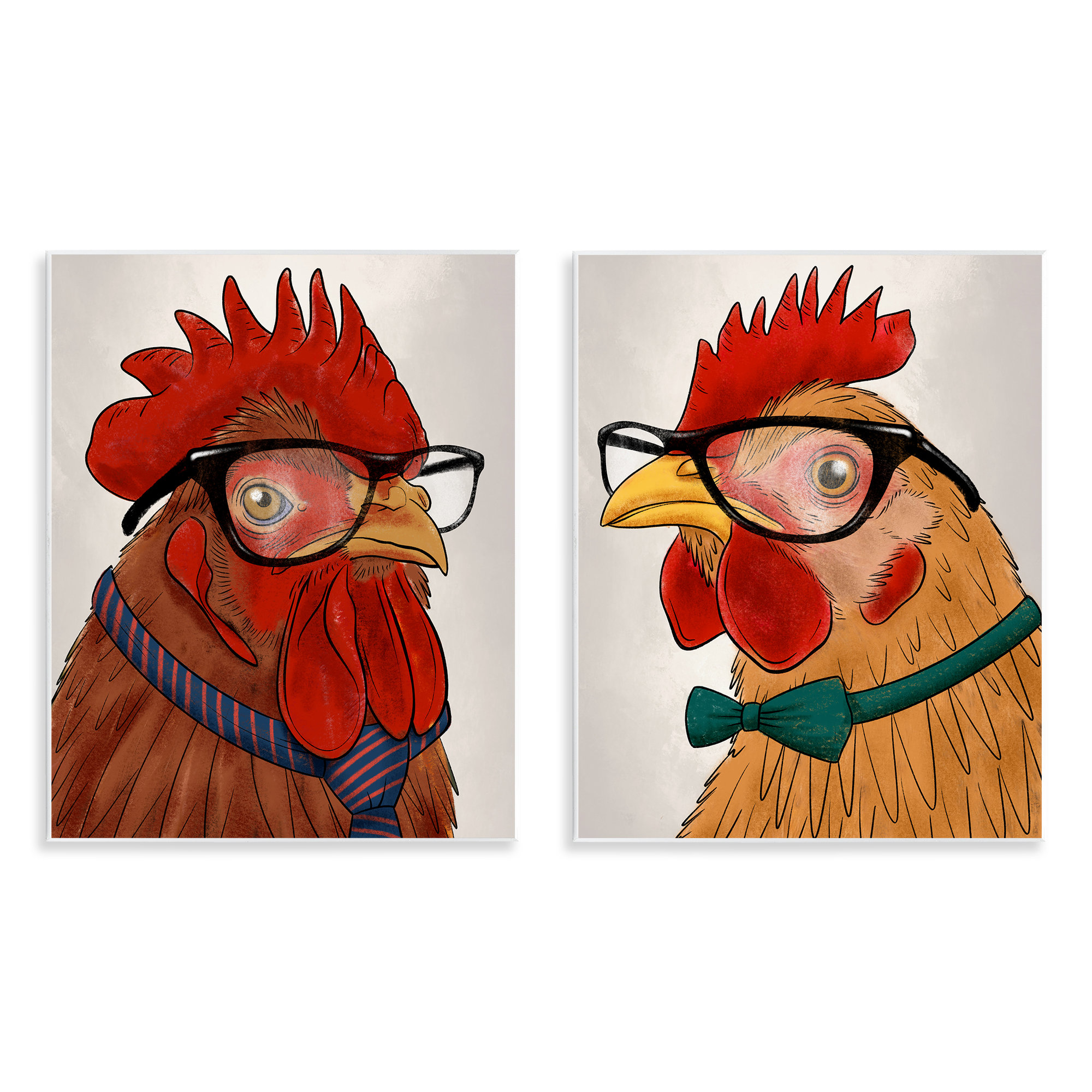 Ophelia & Co. Quirky Hipster Roosters Wall Plaque, design by Marcus ...