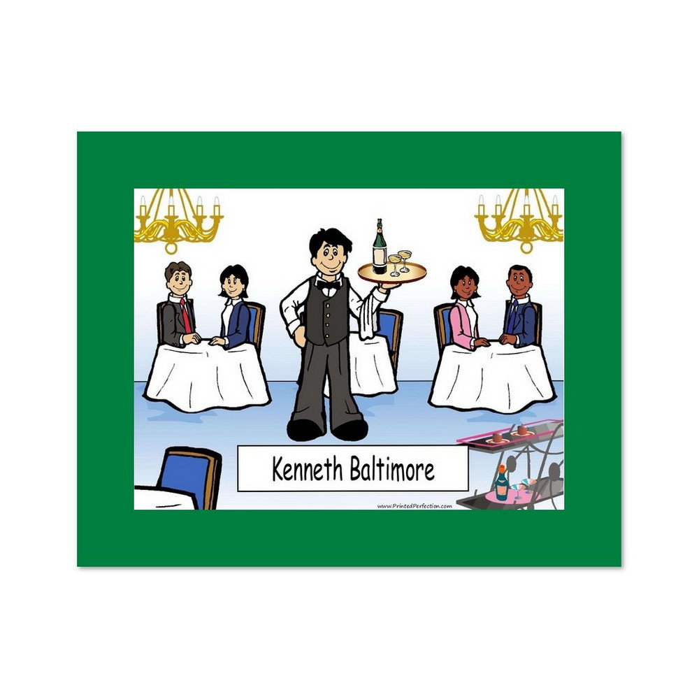 Printed Perfection Personalized Waiter, Formal Dining Caricature with a ...