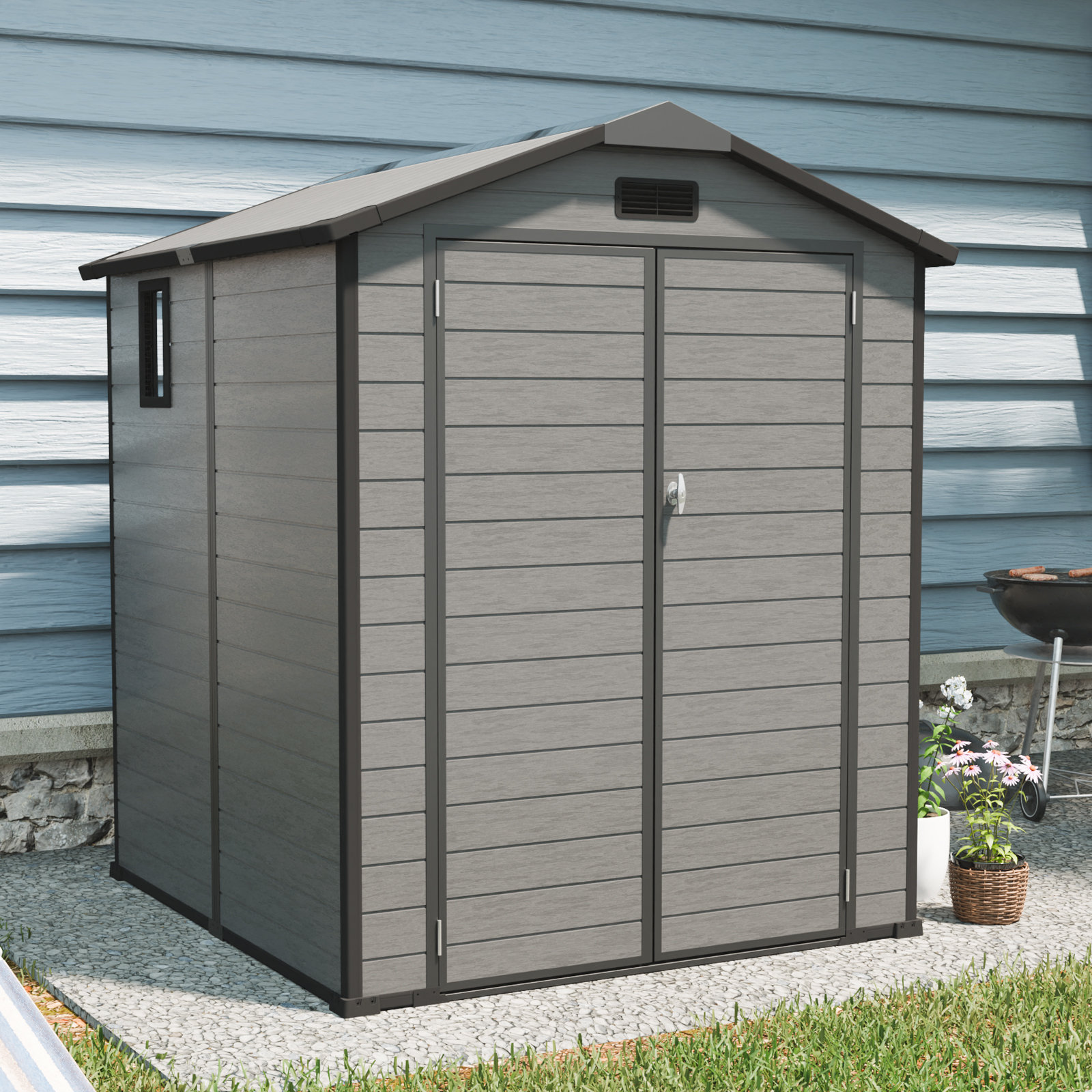 HomeMindful 6 Ft. X 6 Ft. Resin Outdoor Storage Shed With Floor ...