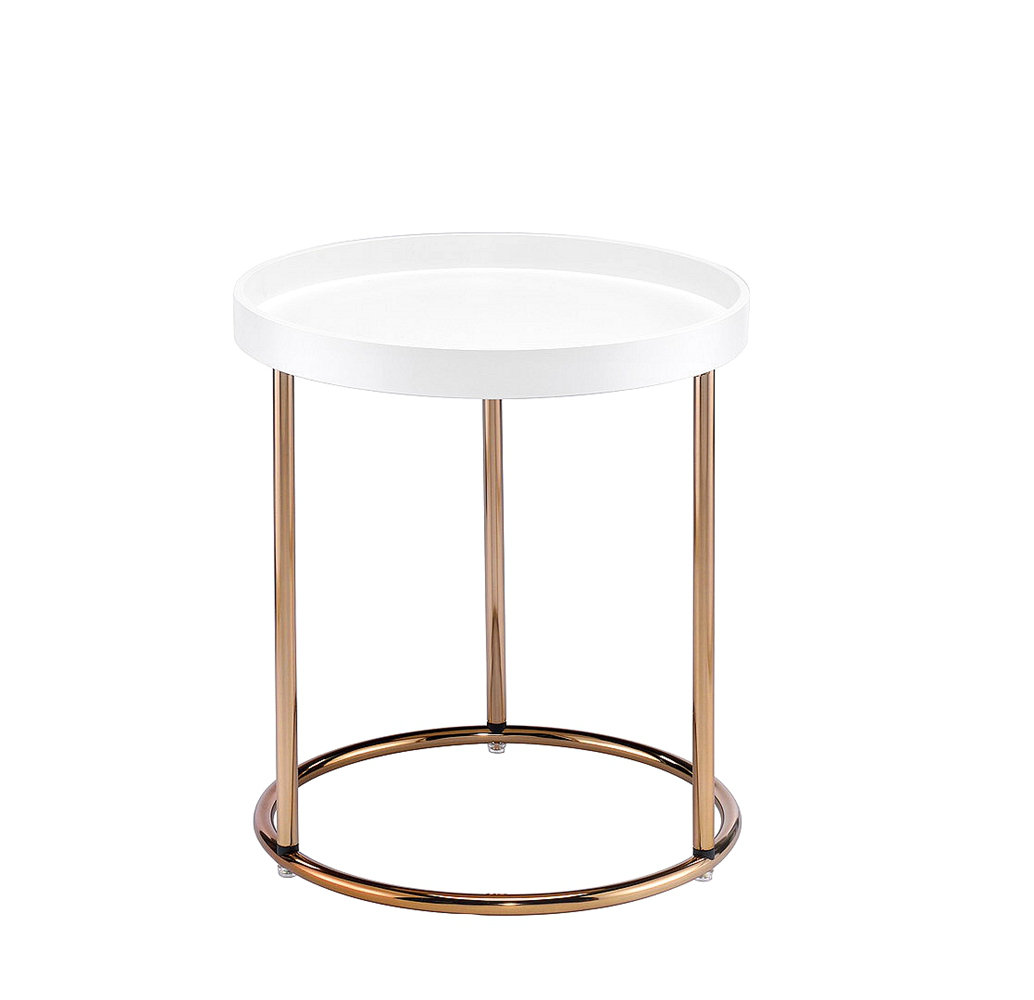 George Oliver 21.75" White Edie Mid-Century Lipped Edge Side Table W ...