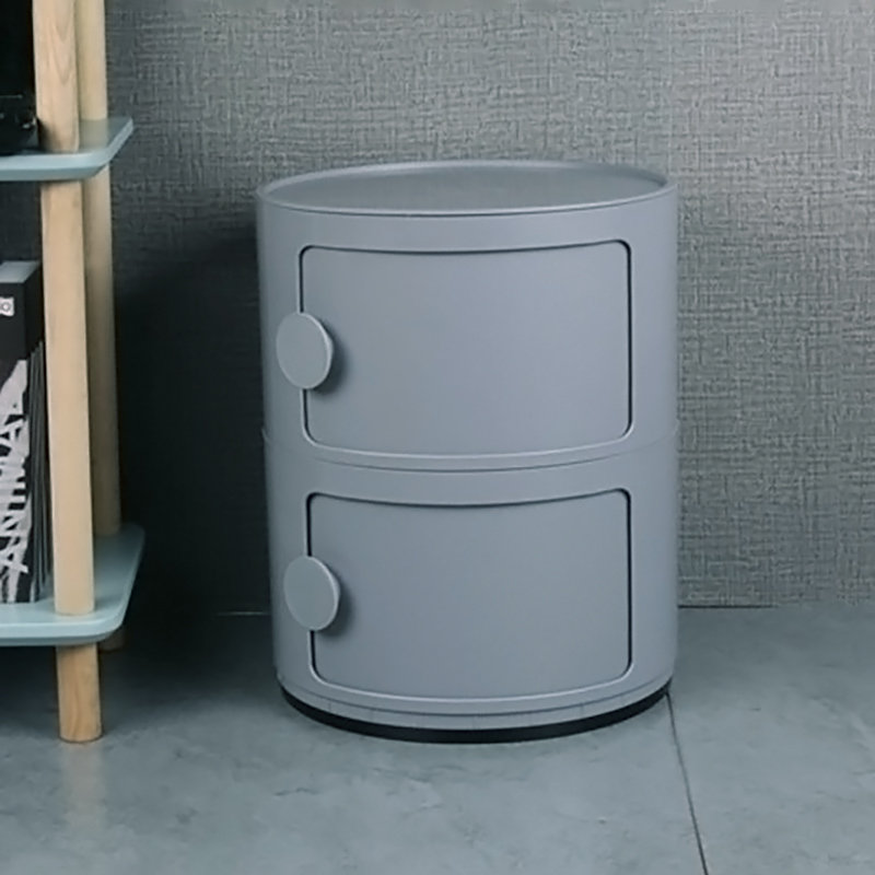 17 Stories Gray 2-layer round storage cabinet with handles | Wayfair.co.uk