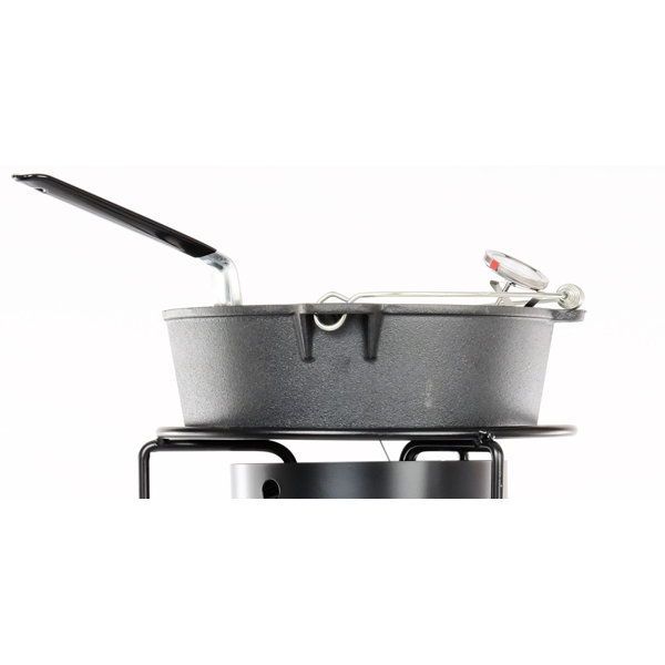 King Kooker 6 Qt. Seasoned Cast Iron Pot with Aluminum Lid and Basket ...