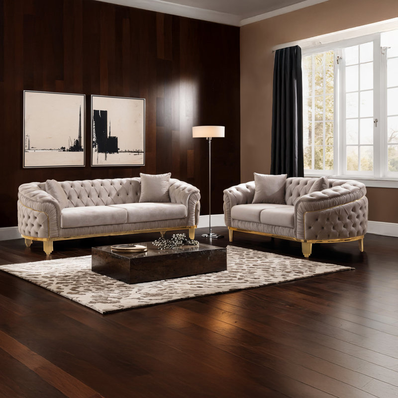 Everly Quinn Valorie 2 - Piece Velvet Living Room Set & Reviews | Wayfair