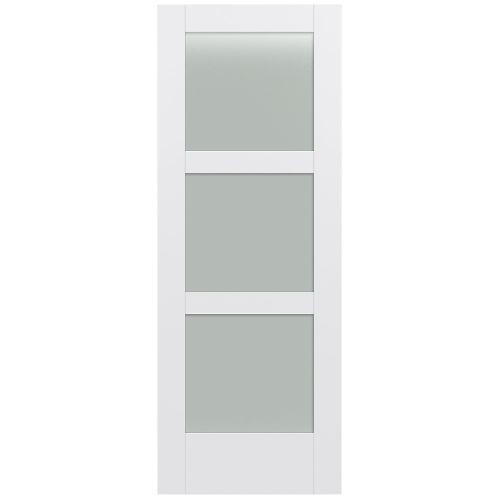 JELD-WEN MODA 3-Lite Frosted Glass Primed Slab Interior Door | Wayfair
