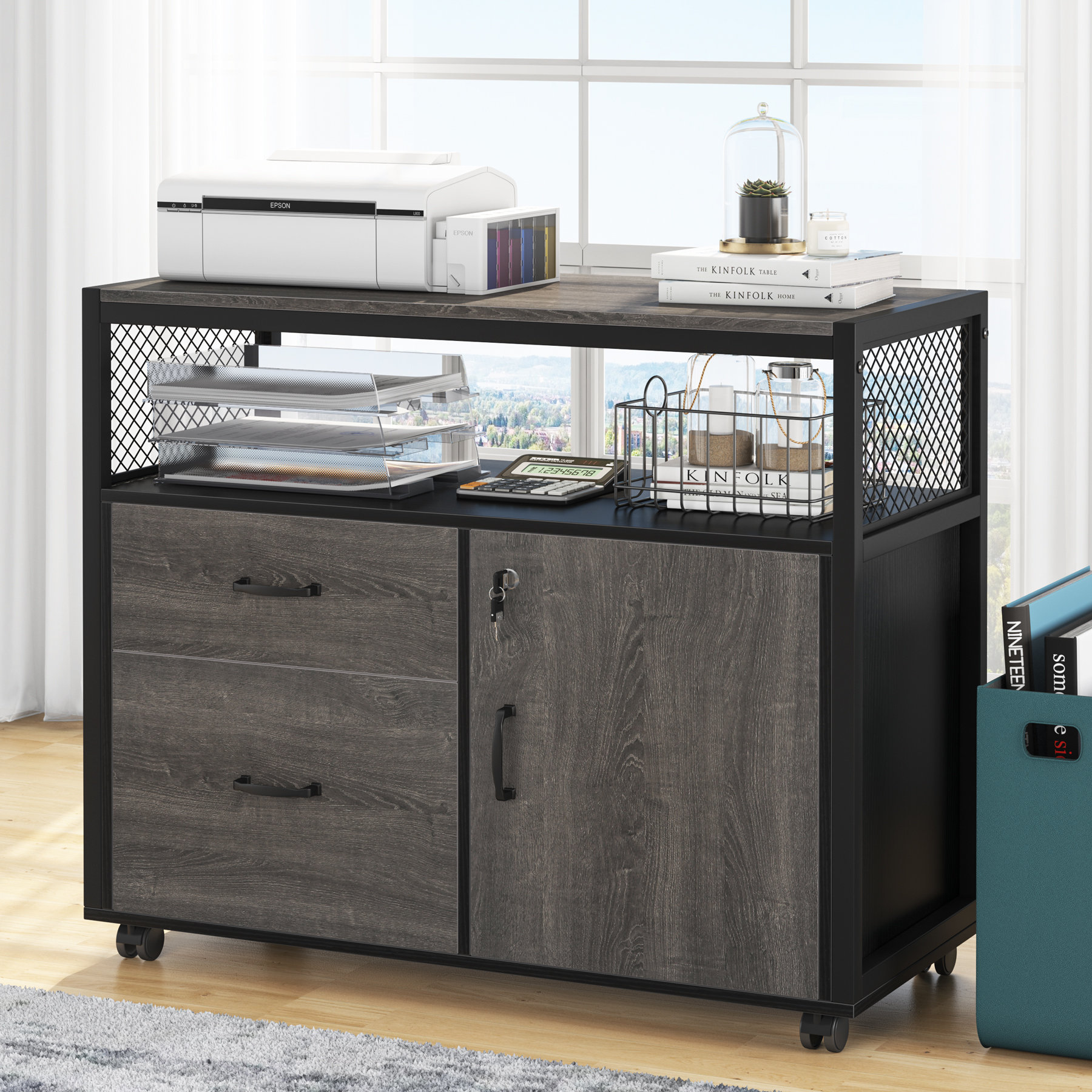 XDYZ 15.74"W X 29.92"H Mobile 2 Drawer File Cabinet With Doors | Wayfair