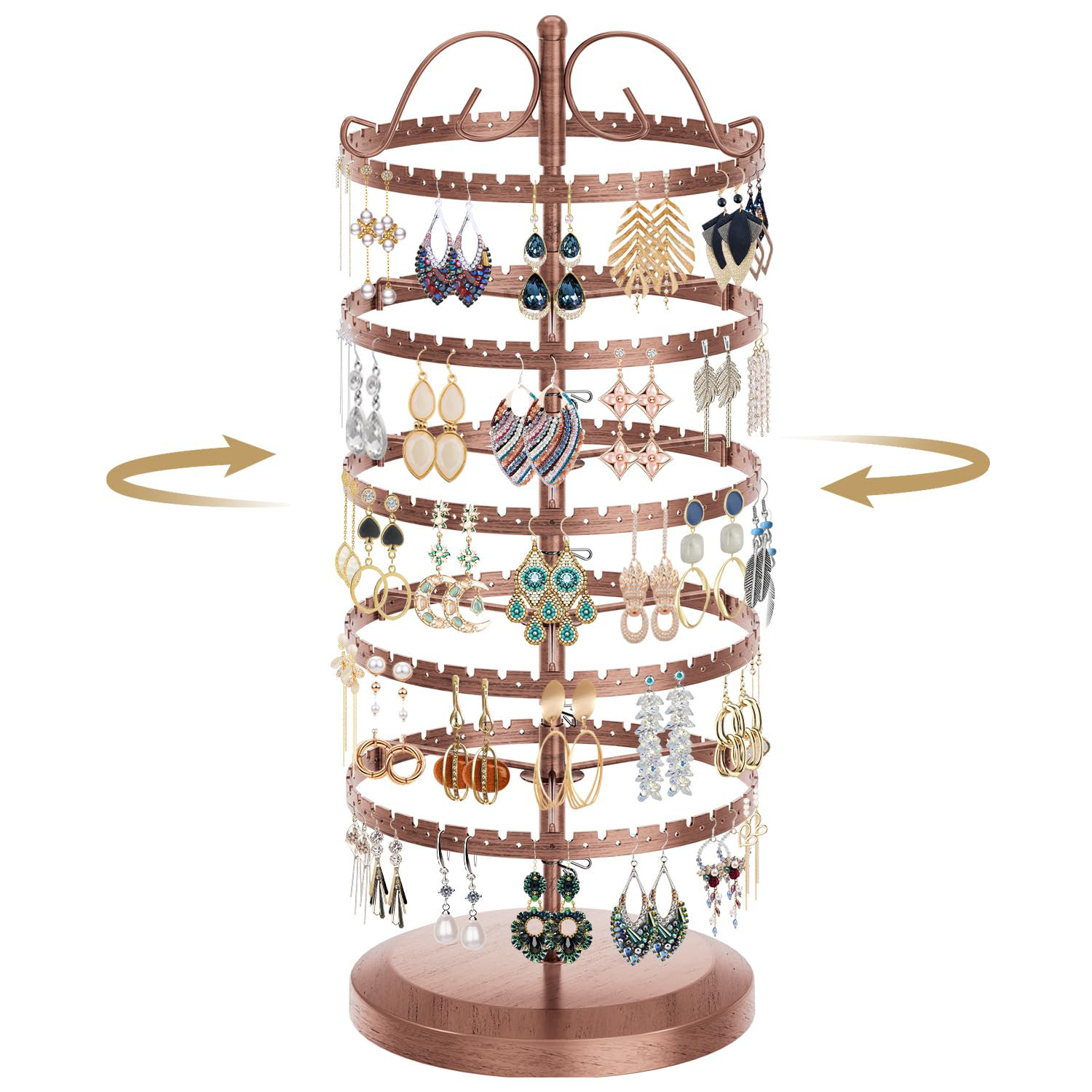Lark Manor™ 5 Tiers Metal Earring Holder Organizer, Rotating Jewelry ...