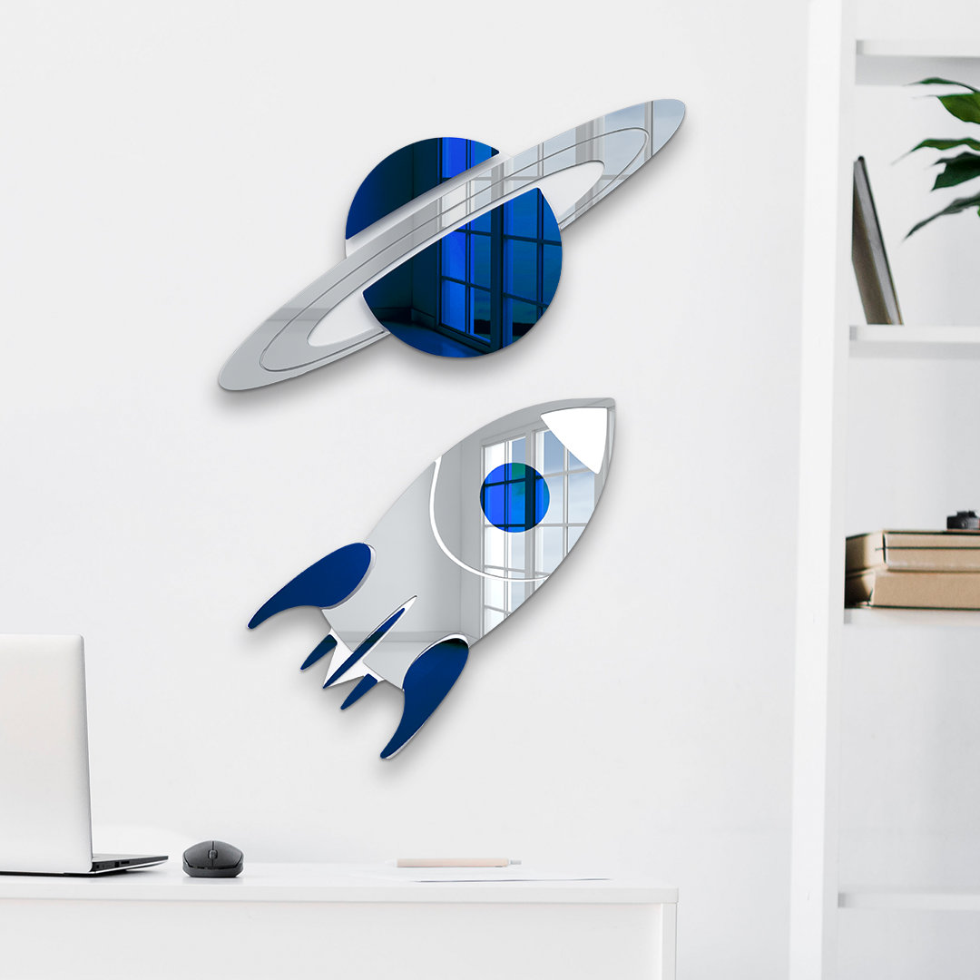Isabelle & Max™ Rocket and Planet Saturn Space Mirror Wall Decor | Wayfair