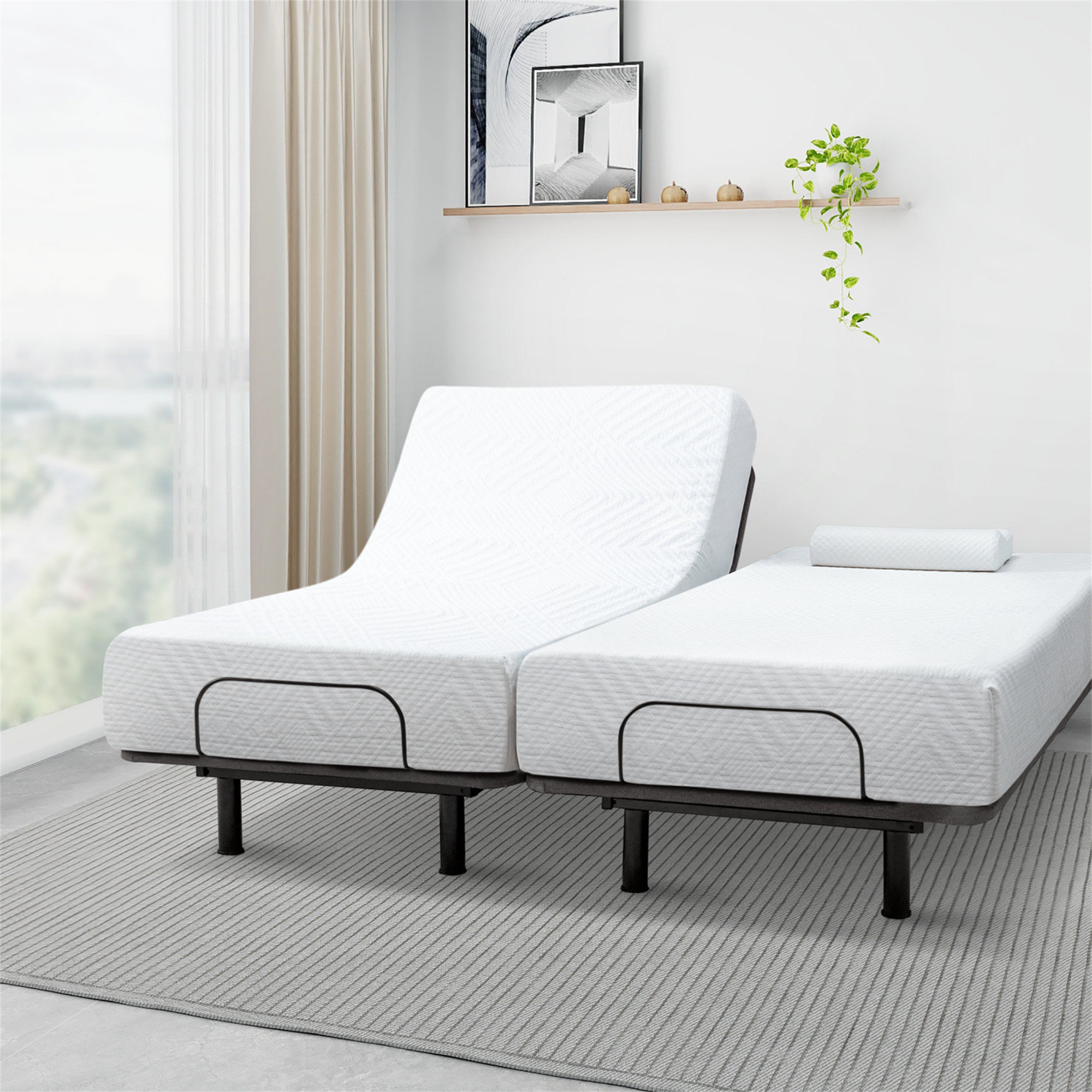 Alwyn Home Zero Gravity Adjustable Bed with Massage and Wireless Remote ...