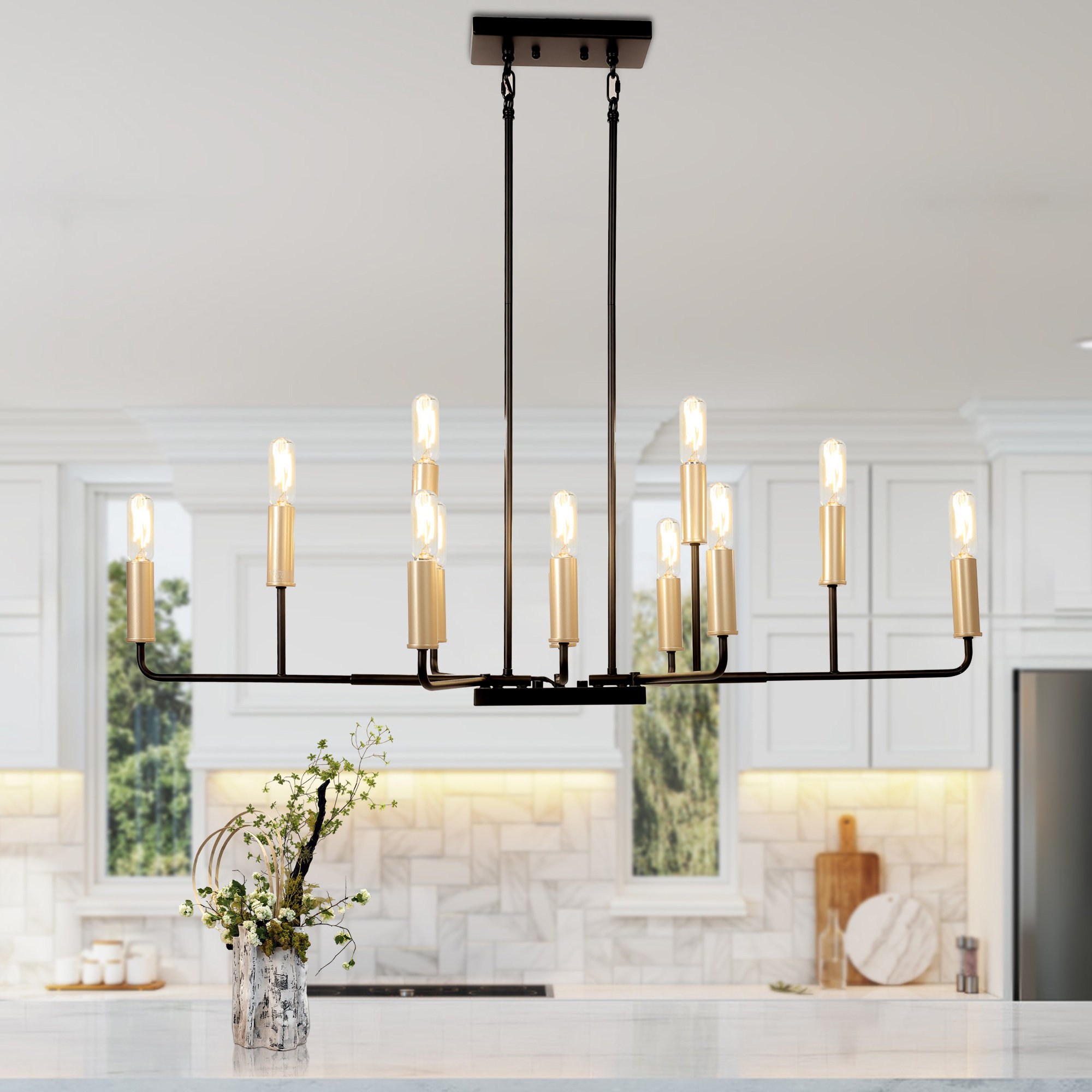 17 Stories 12-Light Modern Linear Pendant For Kitchen Island - Wayfair ...