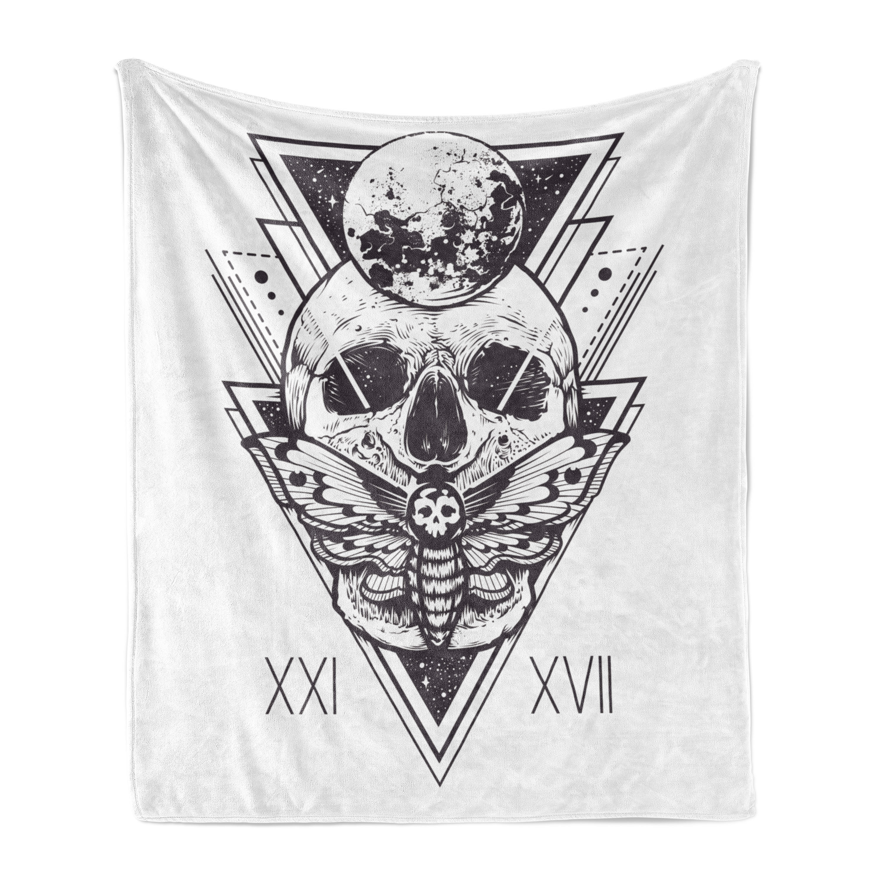 Ambesonne Death Moth Fleece Throw Blanket Hipster Tattoo Skull | Wayfair