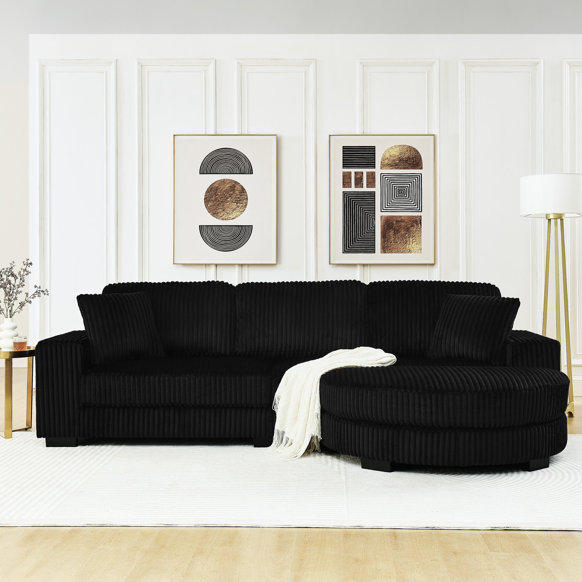 Latitude Run® L - Shaped, Corduroy, Modular , Comfortable Seating Area ...