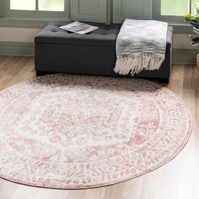 August Grove® Braggs Performance Pink/Ivory Rug & Reviews | Wayfair