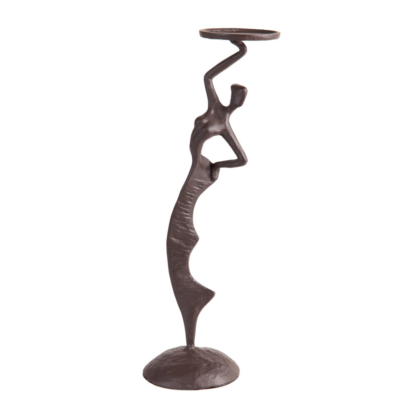 Ivy Bronx Zylstran Abstract Fancy Lady Iron Pillar Candle Holder ...