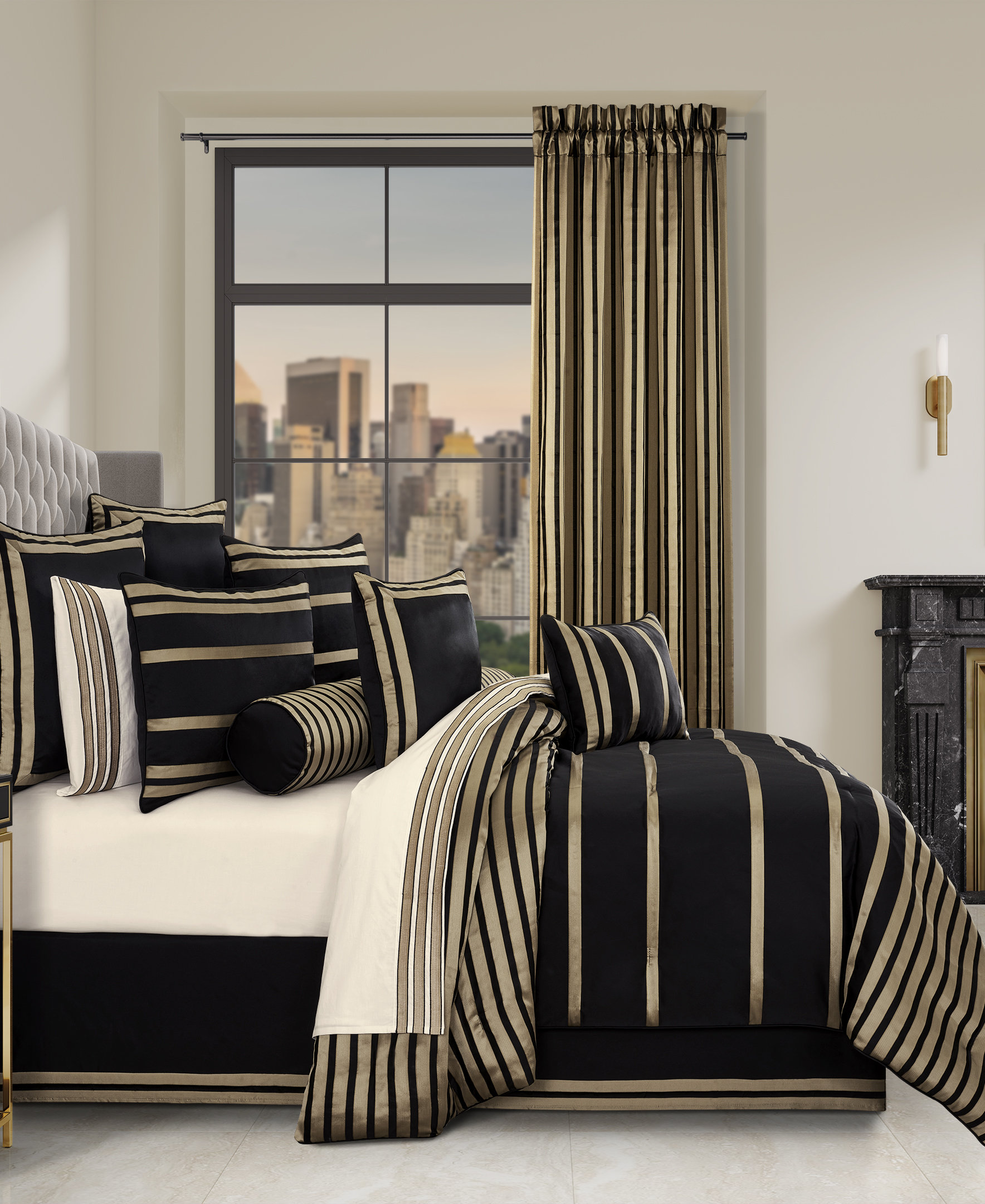J. Queen New York Calvari - Black And Gold 4Pc. Comforter Set & Reviews | Wayfair