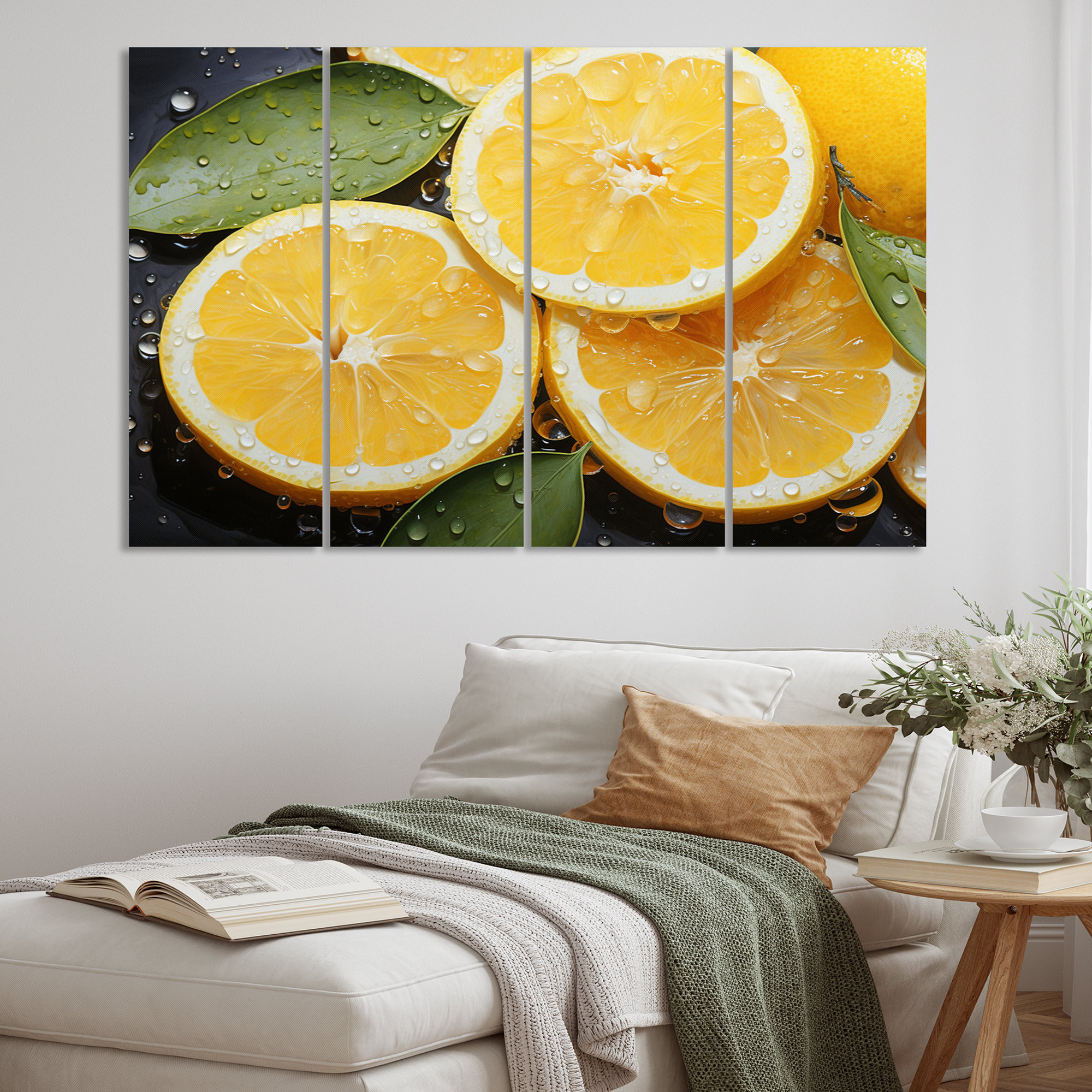 Design Art Fruit Pucker Lemon Pointillism II On Metal 4 Pieces Print ...
