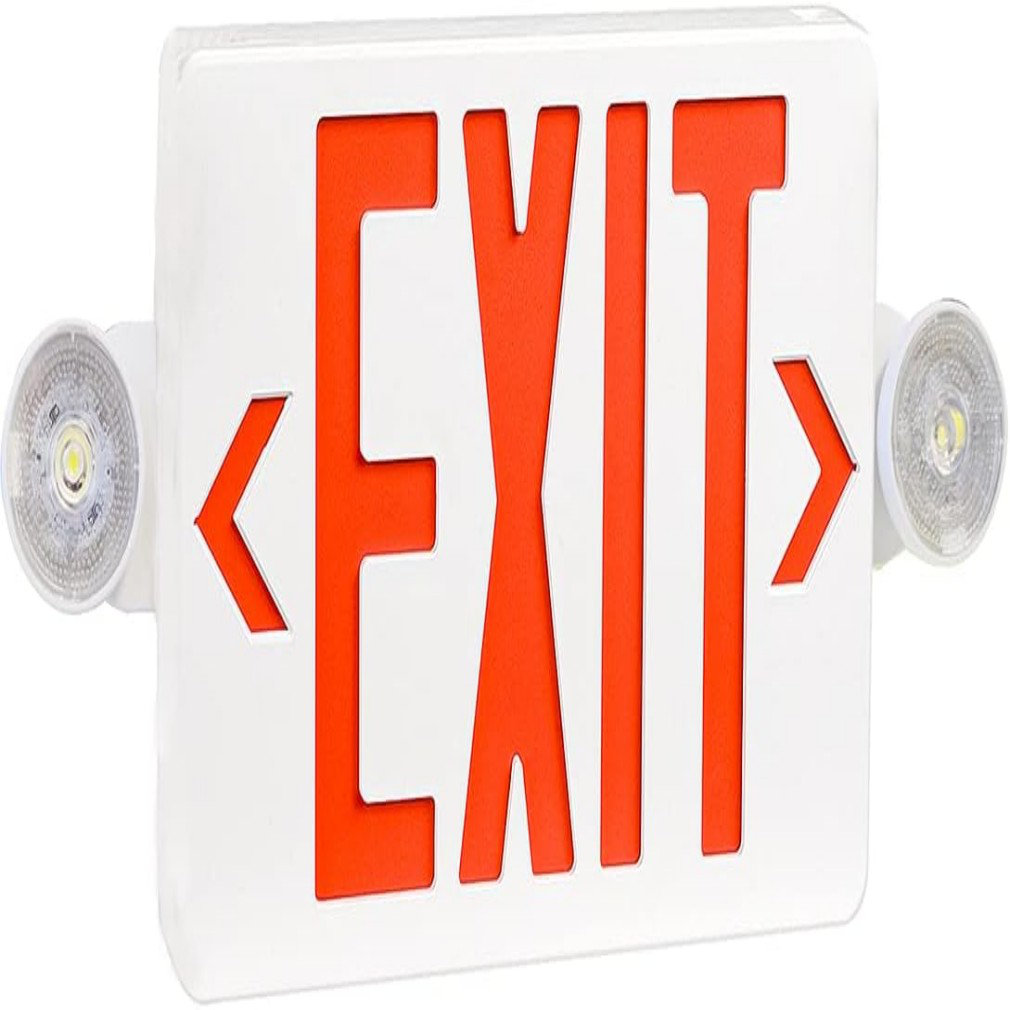 HIBAMSTOR Red LED Exit Sign With Emergency Lights，Two LED Adjustable ...