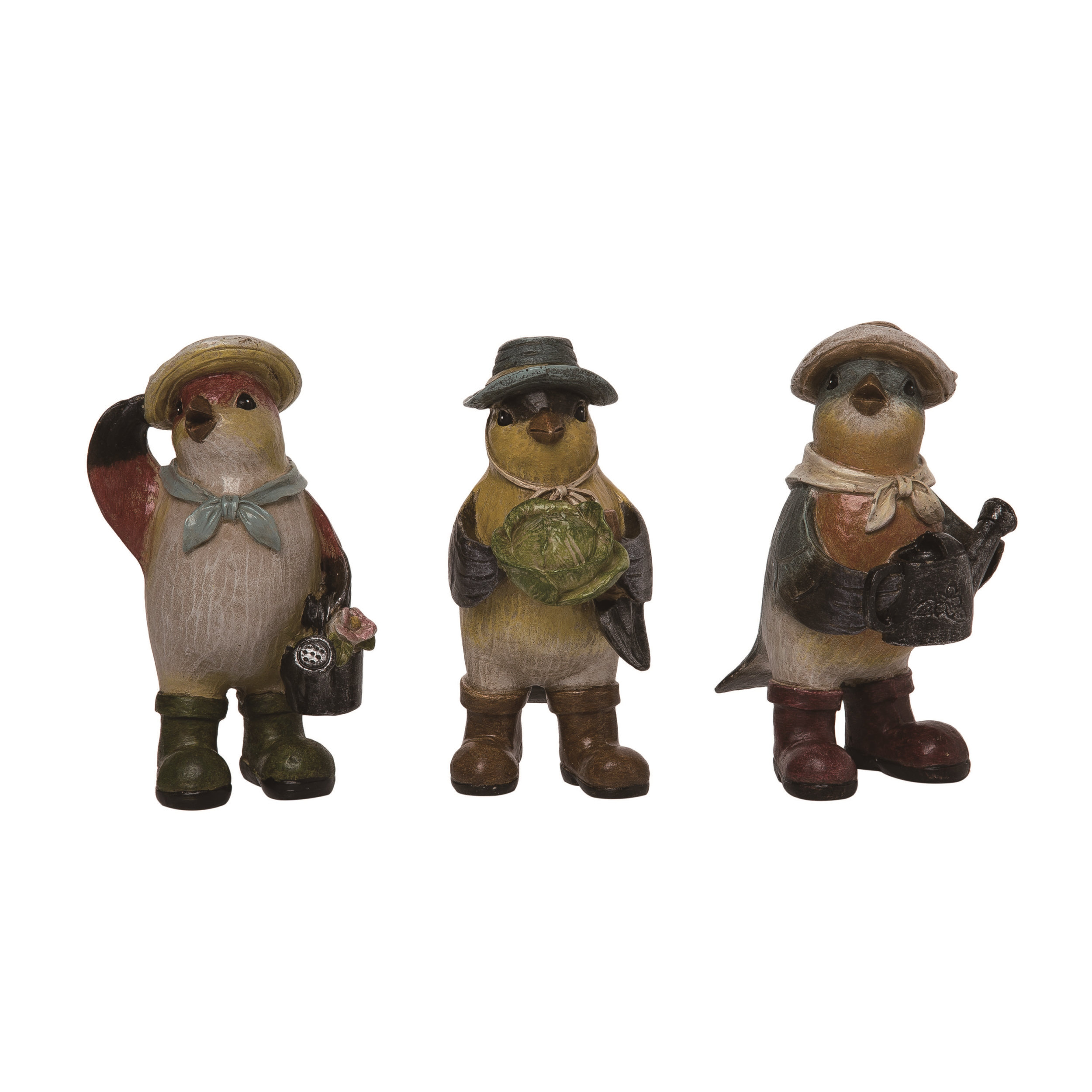 Trinx Resin Farmer Bird Set of 3 Spring Home Decorations | Wayfair