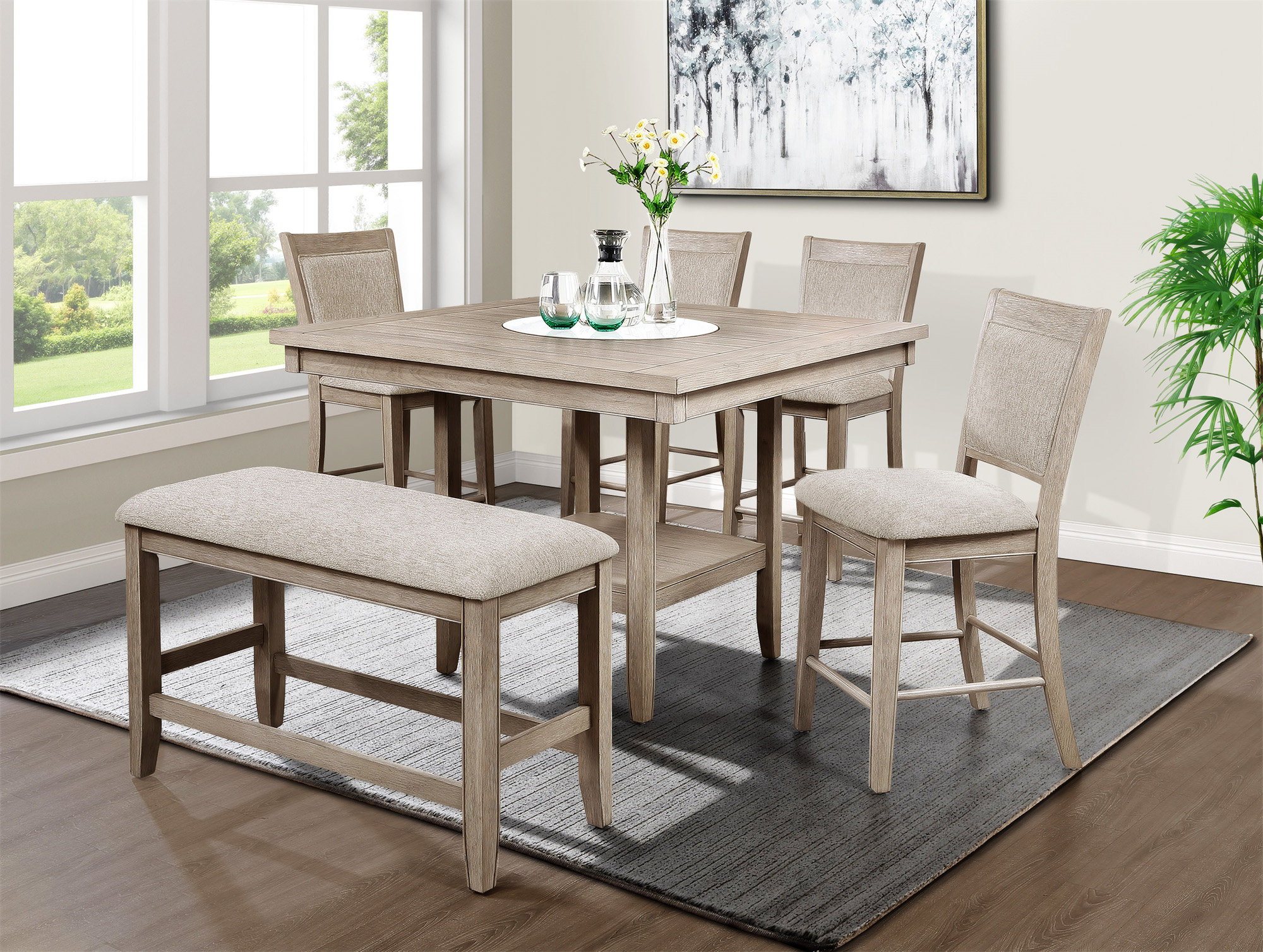Red Barrel Studio® 6Pc Dining Set Contemporary Farmhouse Style Counter ...