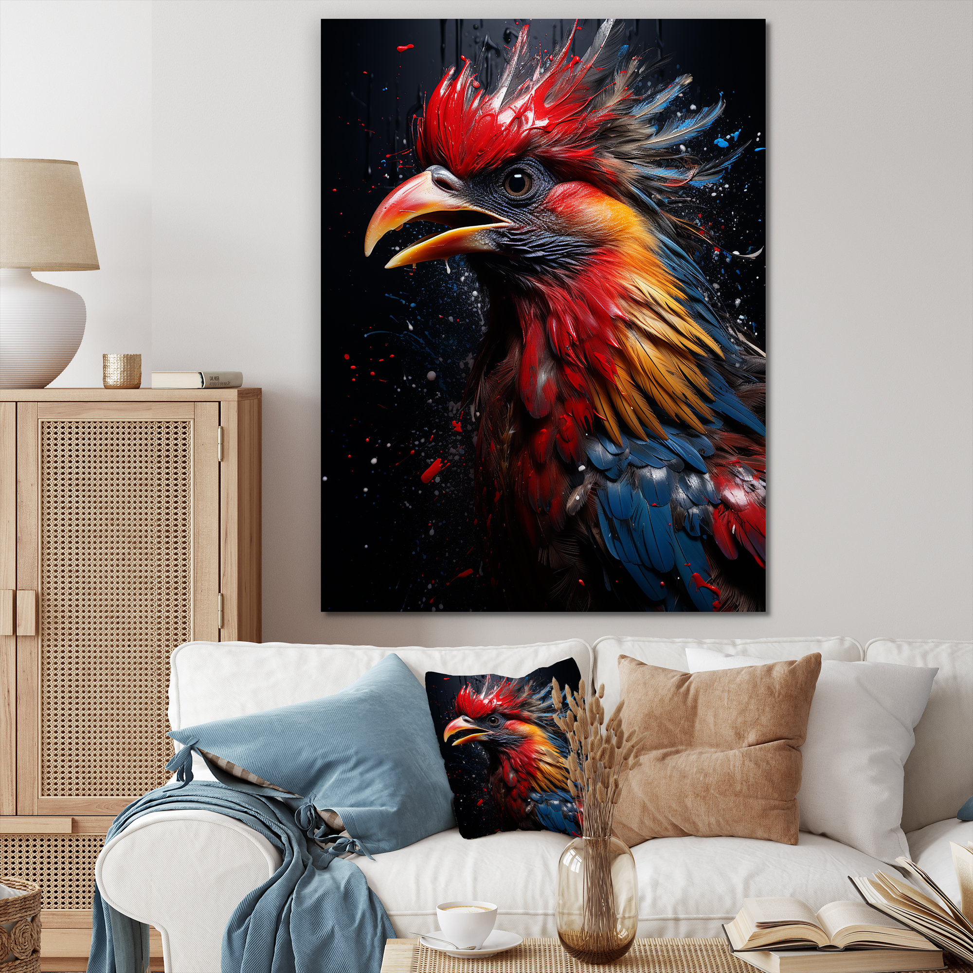Rosalind Wheeler " Blue Red Rooster Chorus Portrait I " | Wayfair