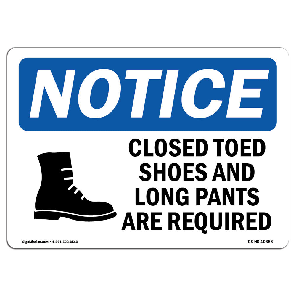 SignMission Closed Toed Shoes And Long Pants Sign with Symbol | Wayfair