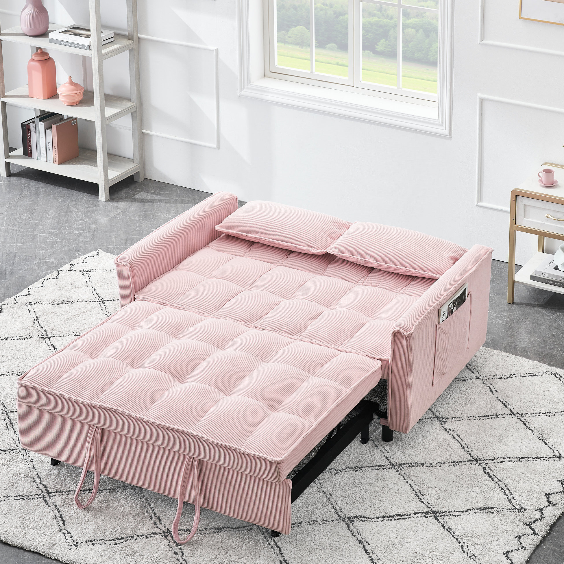 Latitude Run® Adjustable Back Folding Bed In Pink - Ideal For Compact ...