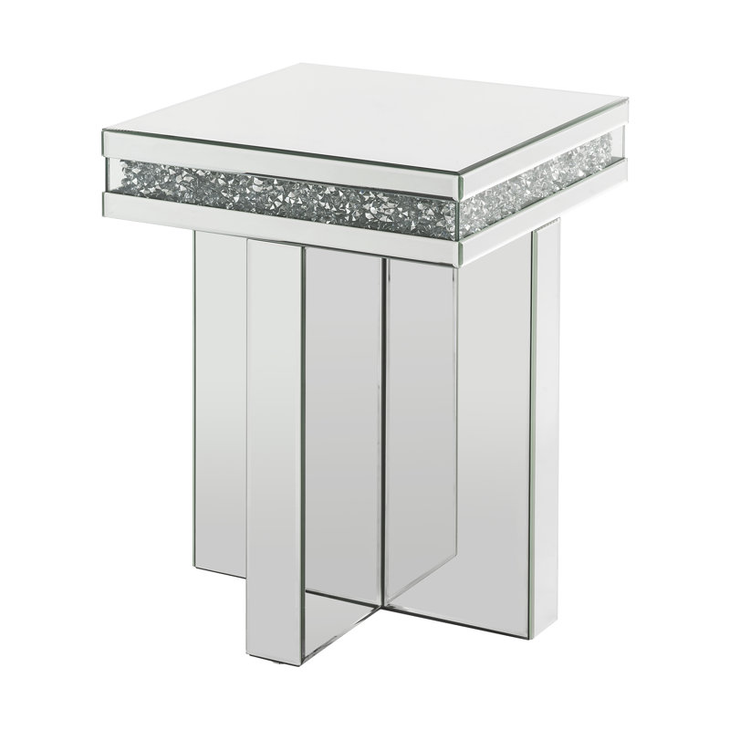 Mercer41 Elisabette Pedestal End Table in Mirrored | Wayfair