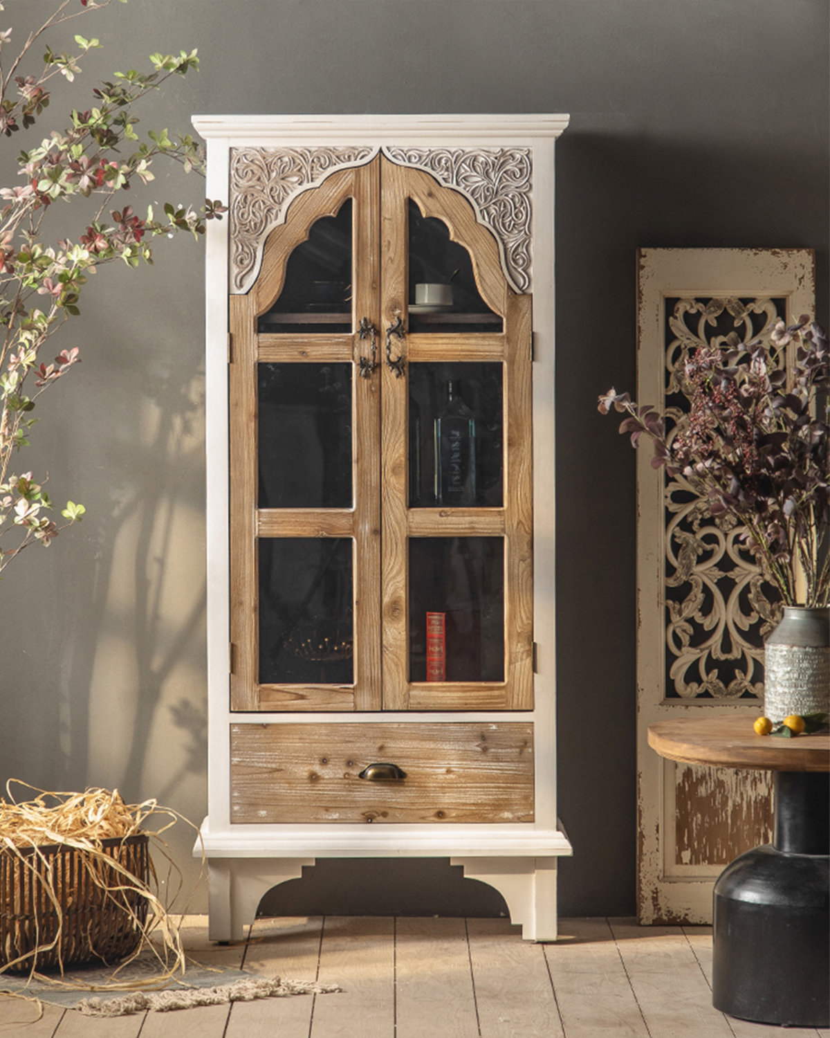 One Allium Way American Country Retro Solid + Manufactured Wood Display ...