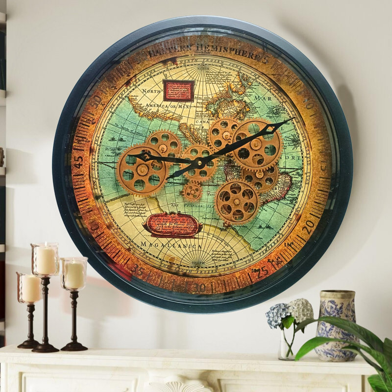 THE GEARS CLOCK Wall Clock with Real Moving Gears PO-LI_ 18 in Round ...
